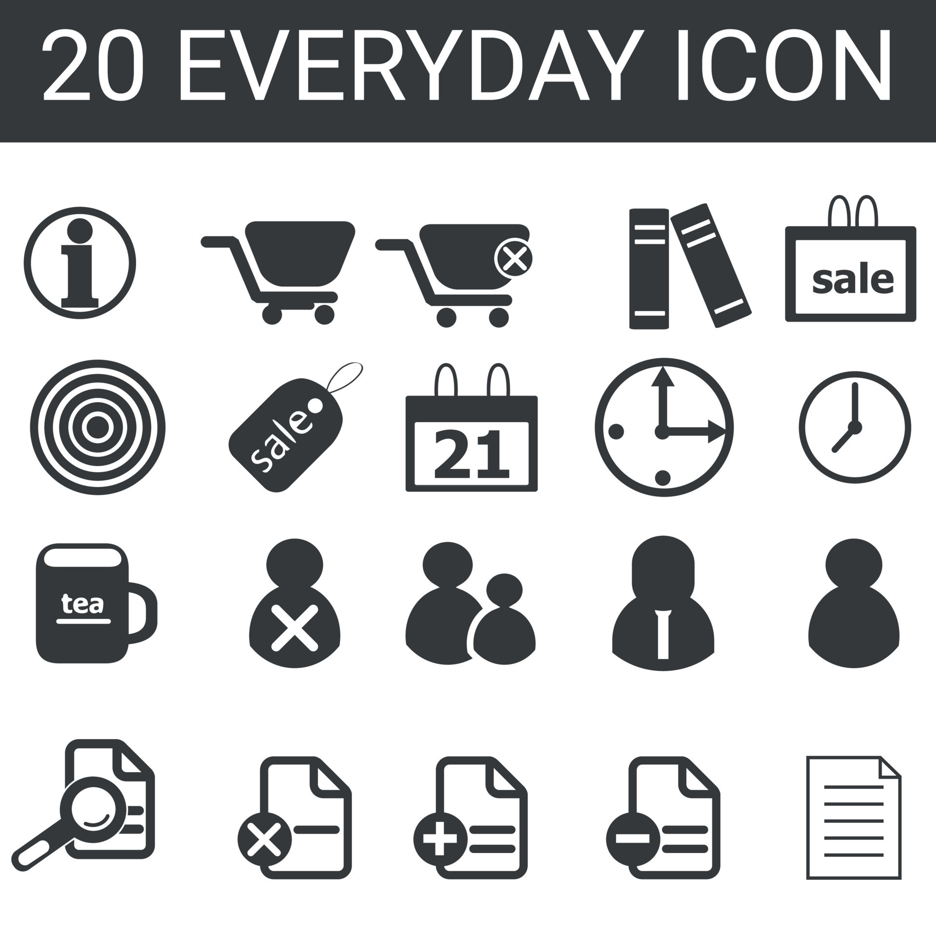 Collection Of Frequently Used Essential Icons Suitable For Design