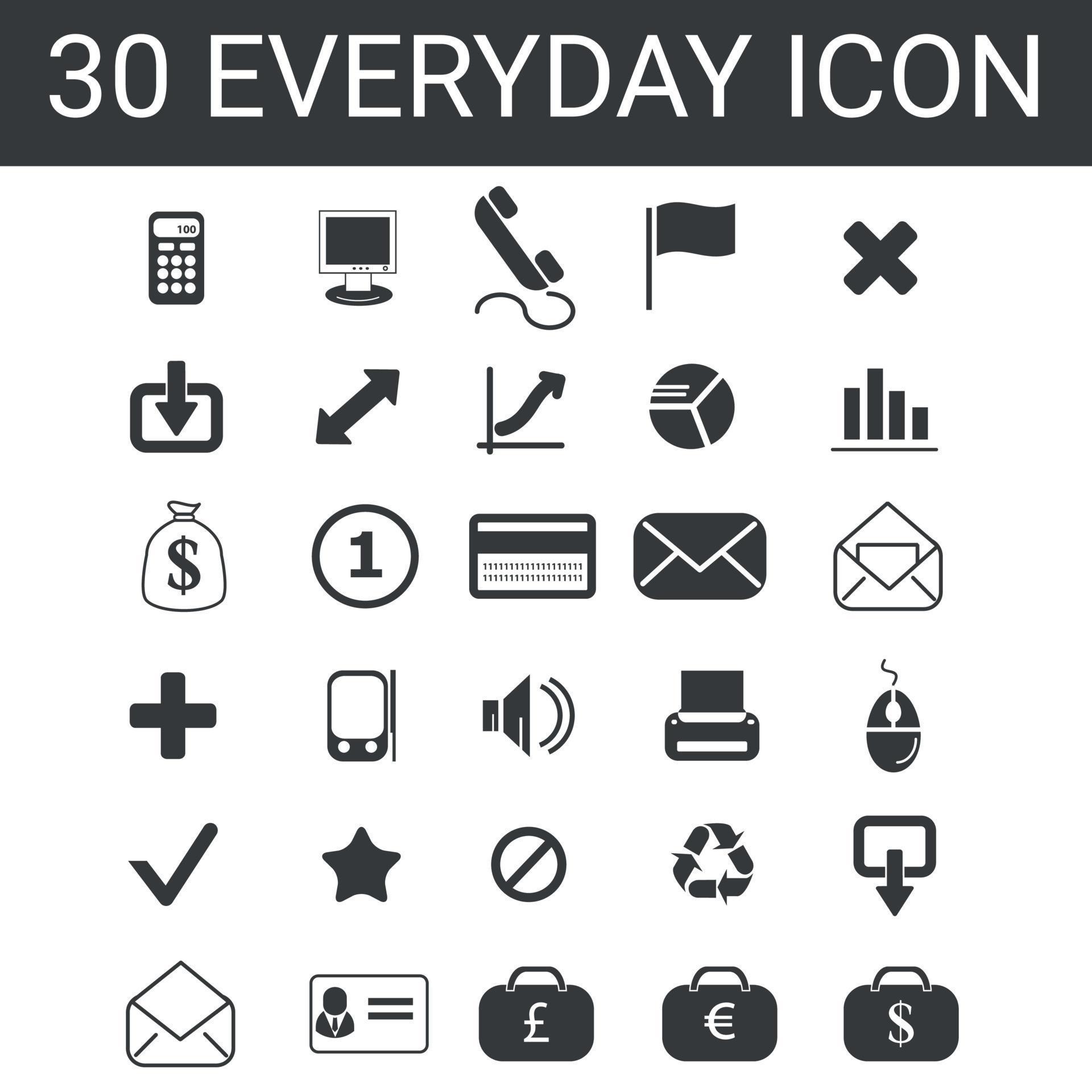 collection of frequently used essential icons. Suitable for design ...