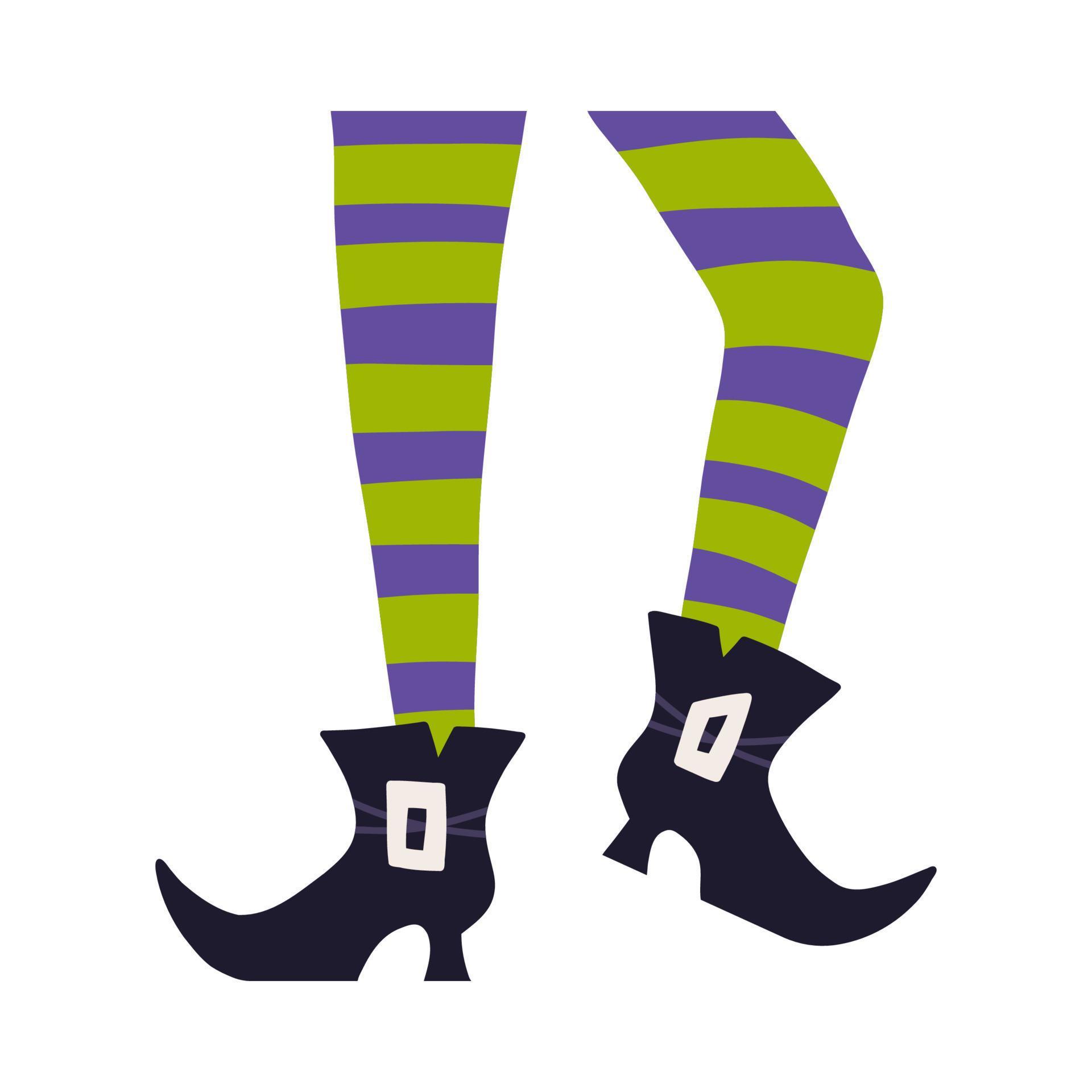 Dancing witches legs with boots and stockings, cartoon flat vector ...