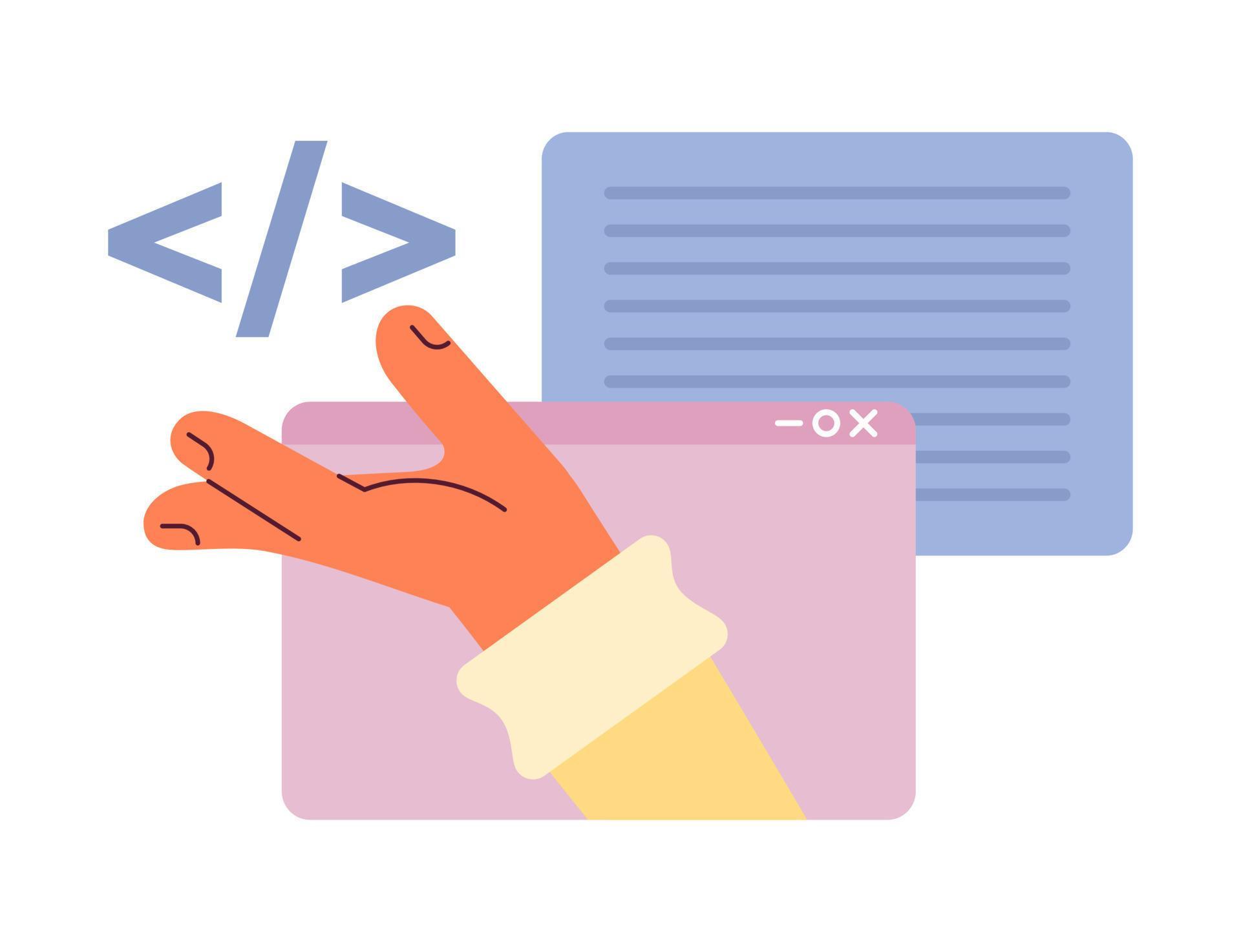 Creating website script flat concept vector spot illustration. Webpages ...