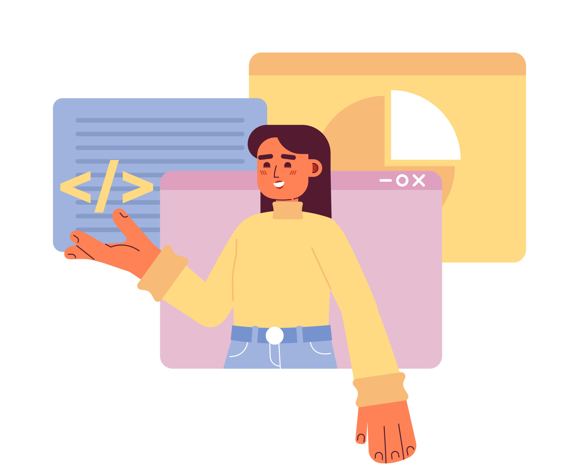 Web development online courses flat concept vector spot illustration ...