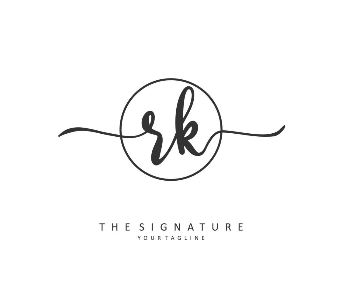 R K RK Initial letter handwriting and signature logo. A concept handwriting initial logo with ...