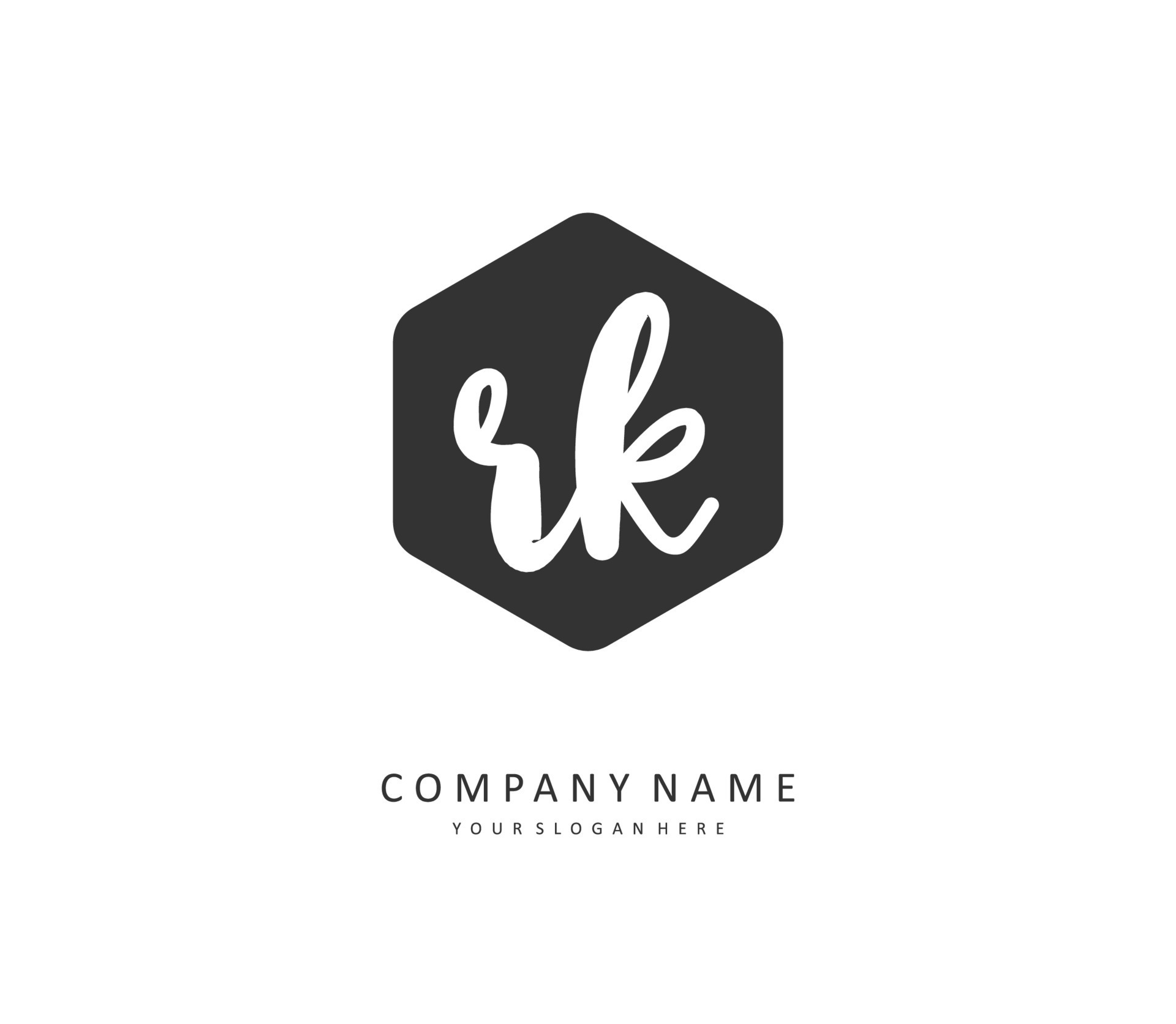 R K RK Initial letter handwriting and signature logo. A concept handwriting initial logo with ...