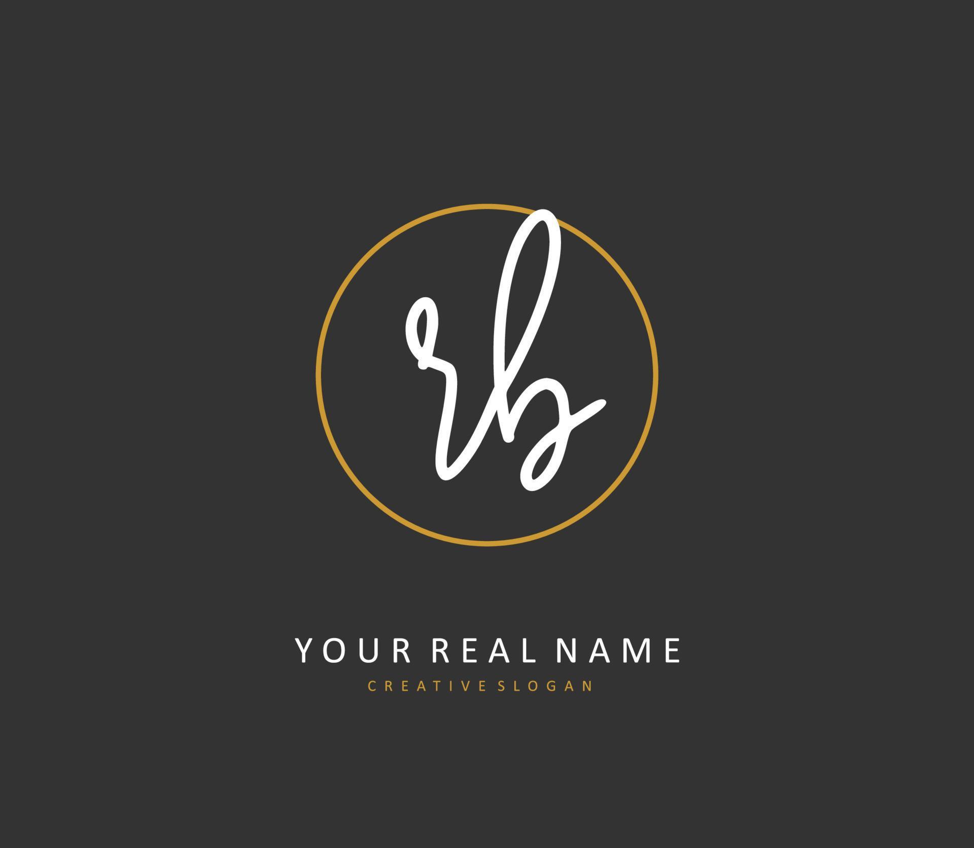 R B RB Initial letter handwriting and signature logo. A concept handwriting initial logo with ...