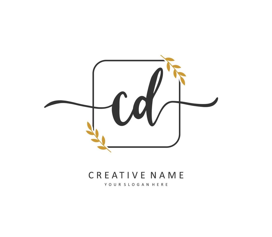 CD Initial letter handwriting and signature logo. A concept handwriting initial logo with ...