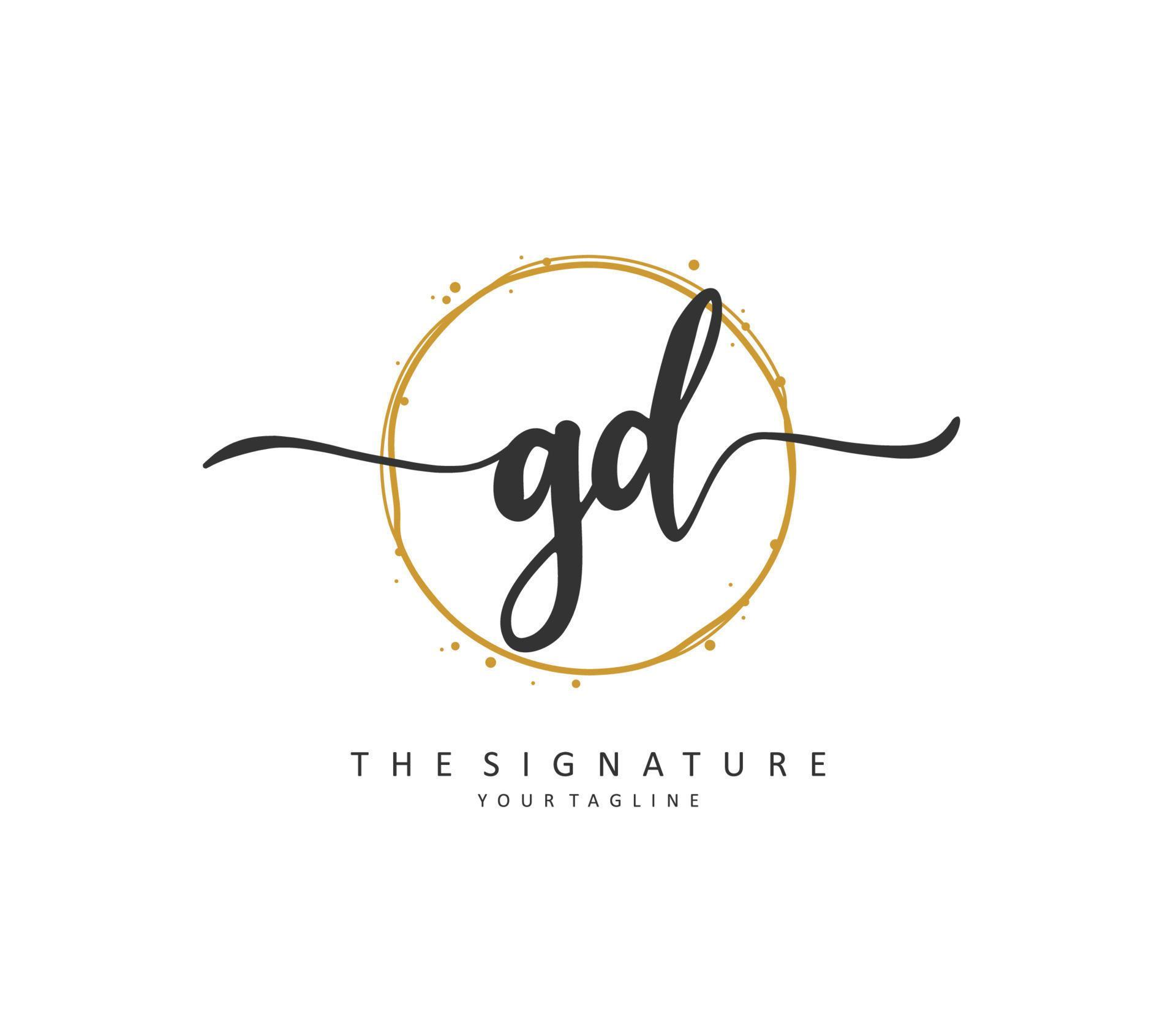 GD Initial letter handwriting and signature logo. A concept handwriting initial logo with ...