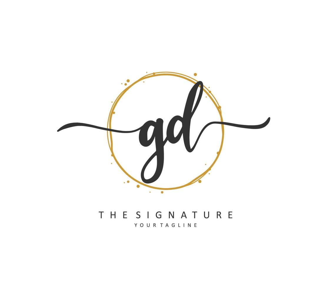 GD Initial letter handwriting and signature logo. A concept handwriting initial logo with ...