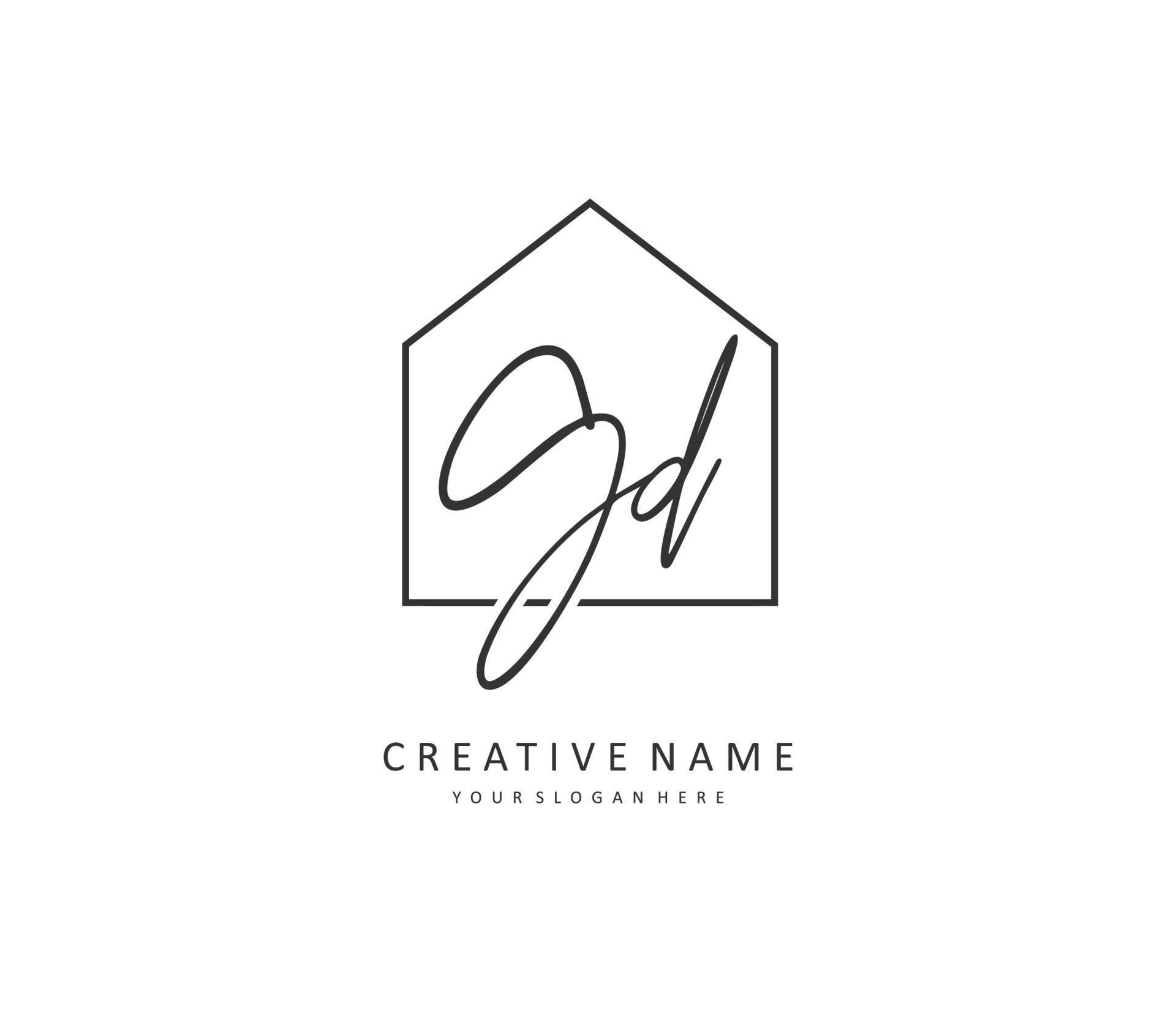 GD Initial letter handwriting and signature logo. A concept handwriting initial logo with ...