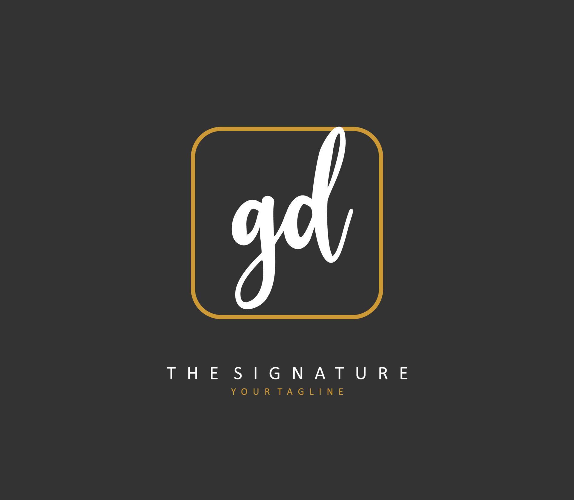 GD Initial letter handwriting and signature logo. A concept handwriting initial logo with ...