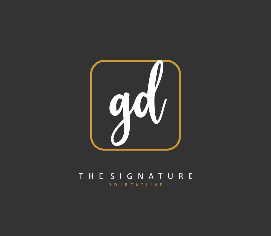 GD Initial letter handwriting and signature logo. A concept handwriting initial logo with ...
