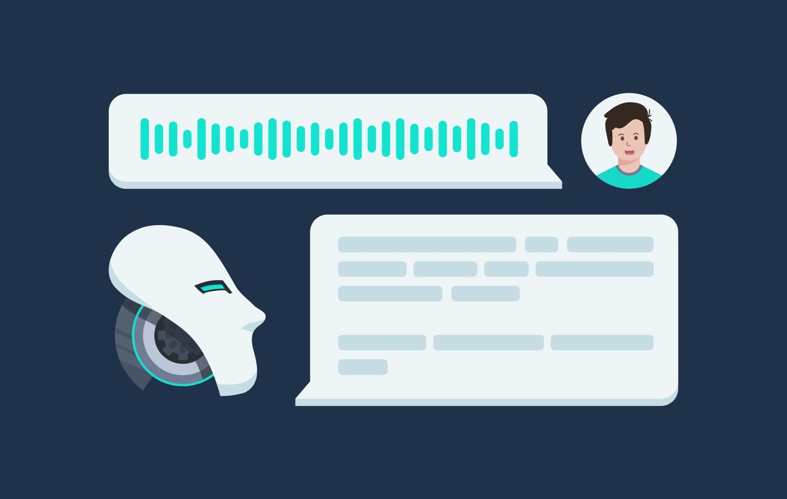 Speech Recognition Chat Bot Vector Illustration Artificial Intelligence
