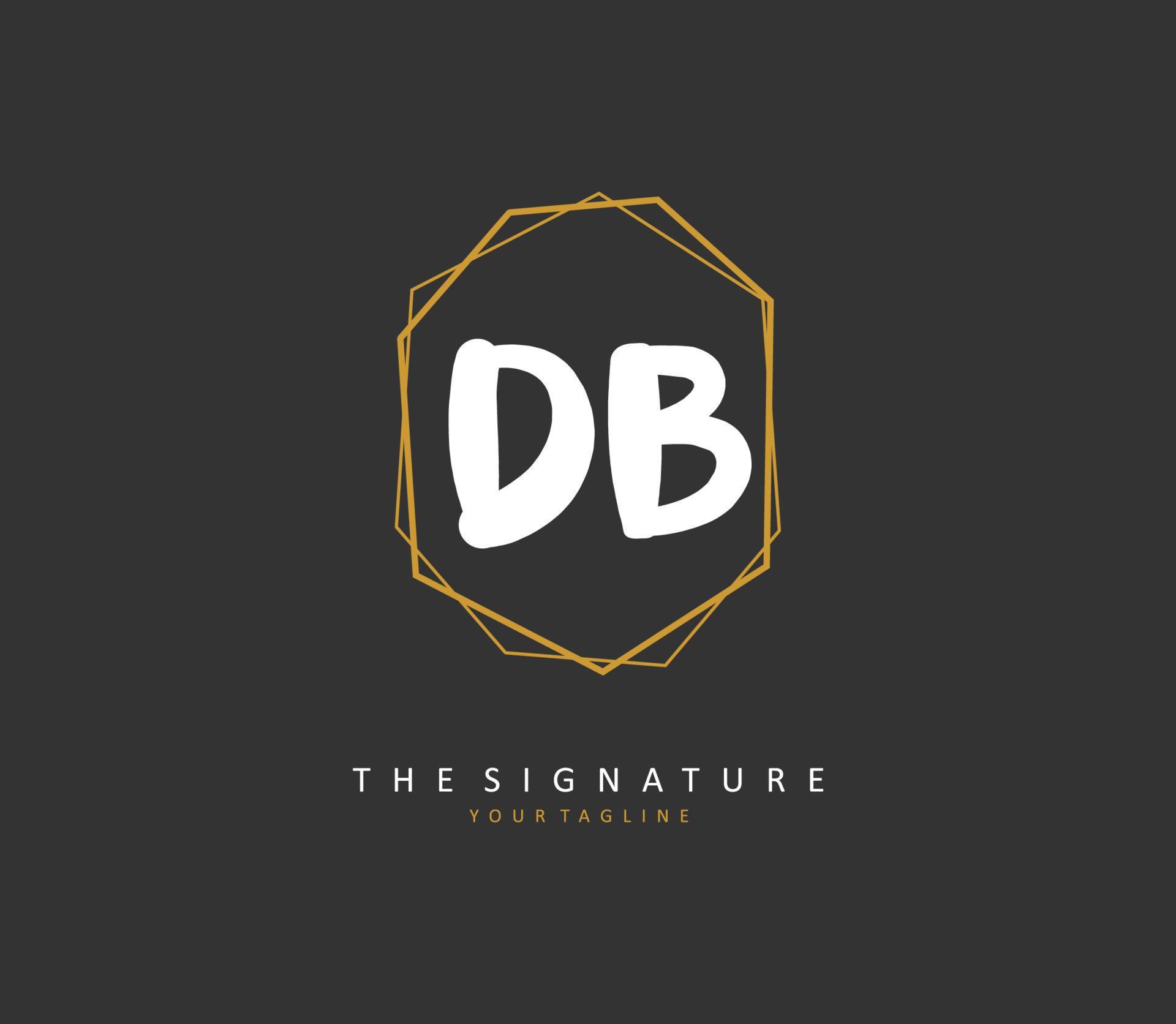 D B DB Initial letter handwriting and signature logo. A concept handwriting initial logo with ...