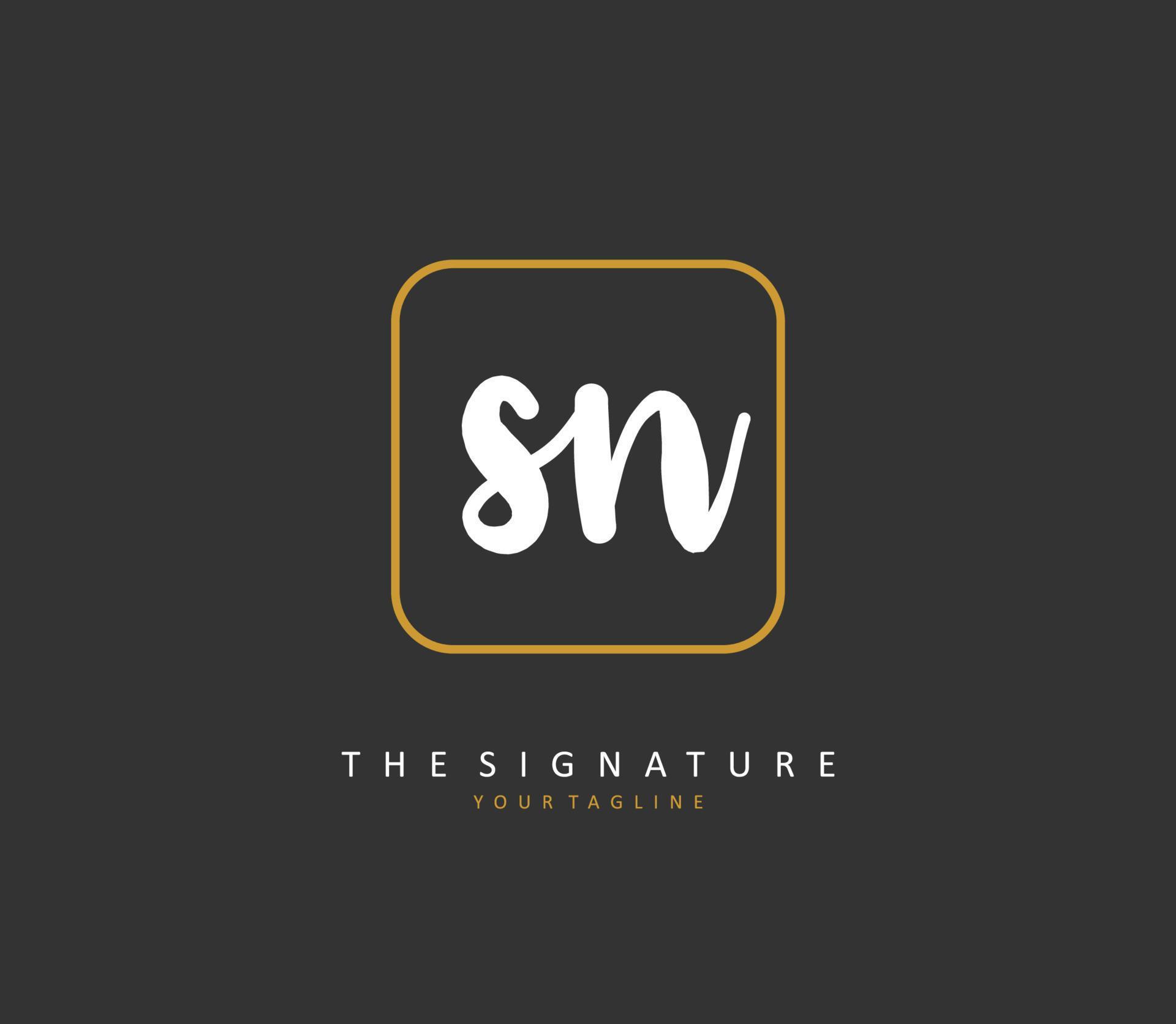 S N SN Initial letter handwriting and signature logo. A concept handwriting initial logo with ...