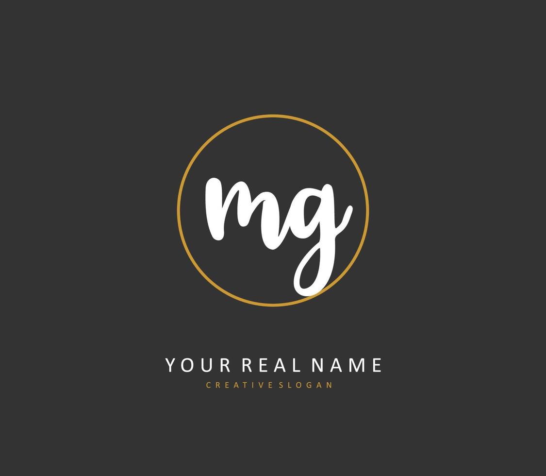 MG Initial letter handwriting and signature logo. A concept handwriting initial logo with ...