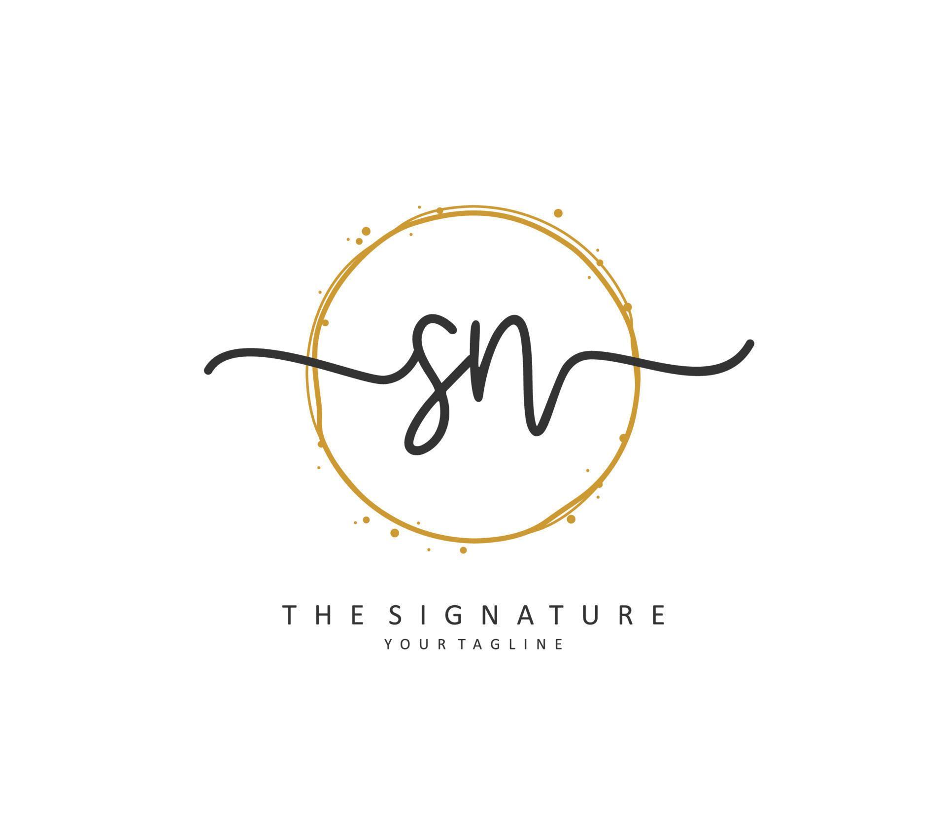 S N SN Initial letter handwriting and signature logo. A concept handwriting initial logo with ...