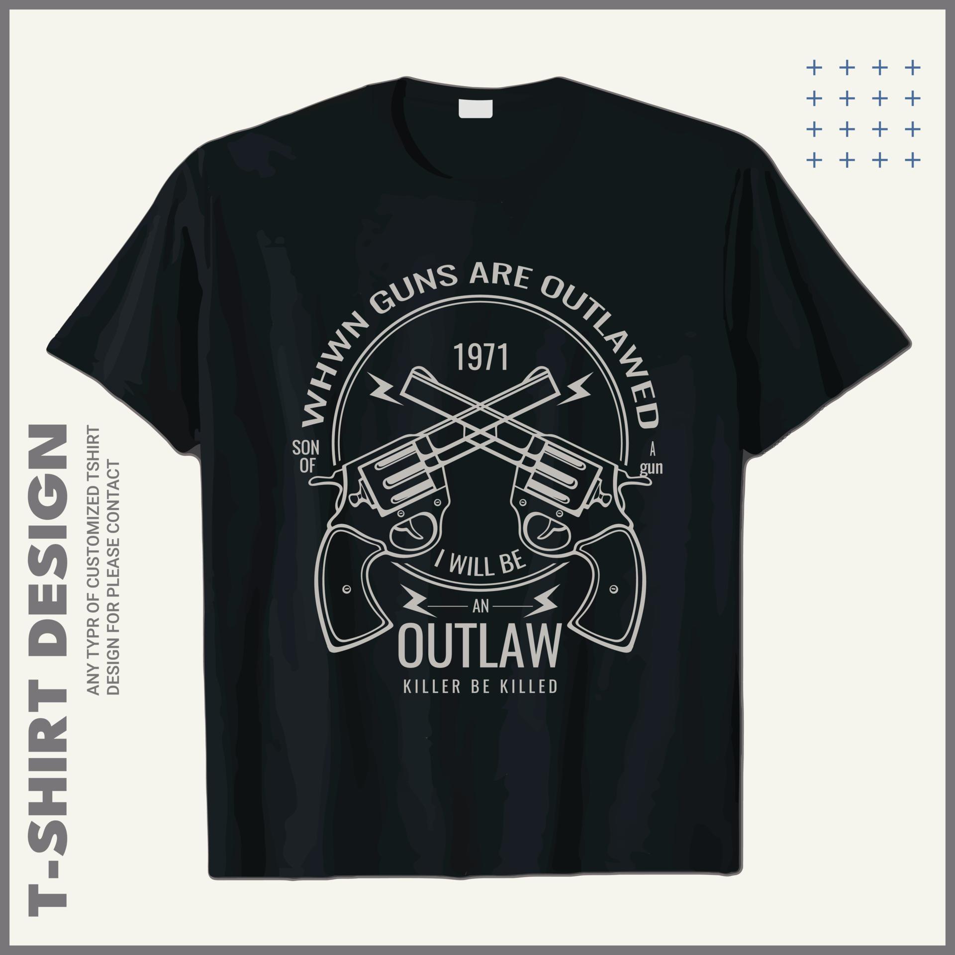 Gun t shirt design with message when guns are outlawed i will be an ...