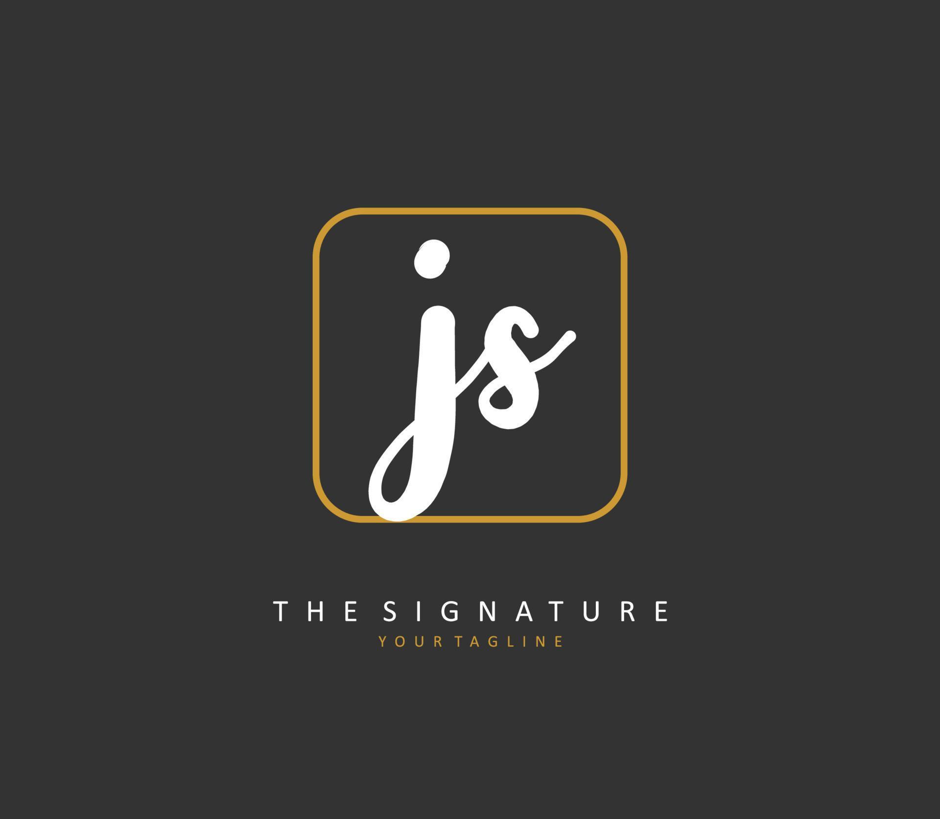 J S JS Initial letter handwriting and signature logo. A concept handwriting initial logo with ...