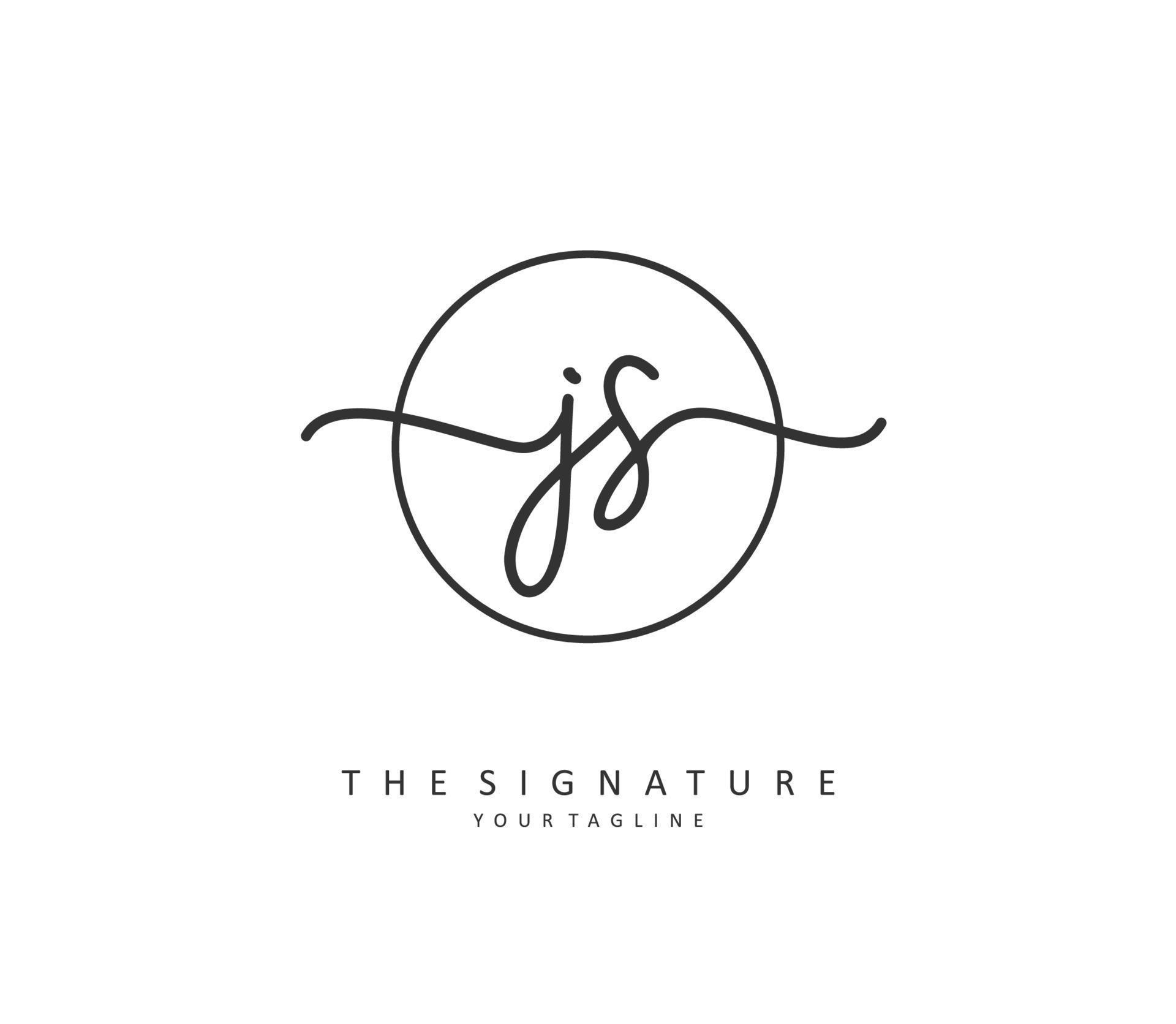 J S JS Initial letter handwriting and signature logo. A concept handwriting initial logo with ...