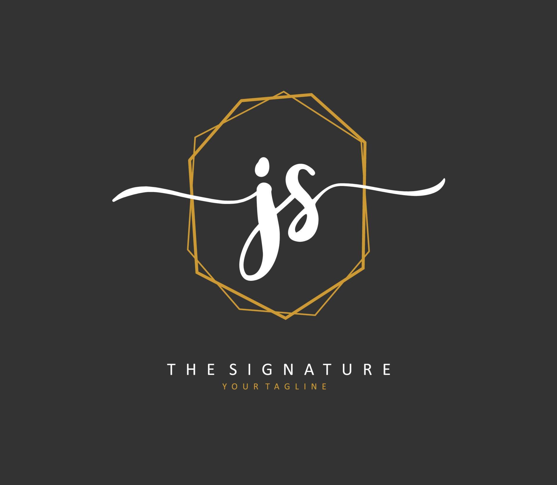J S JS Initial letter handwriting and signature logo. A concept handwriting initial logo with ...