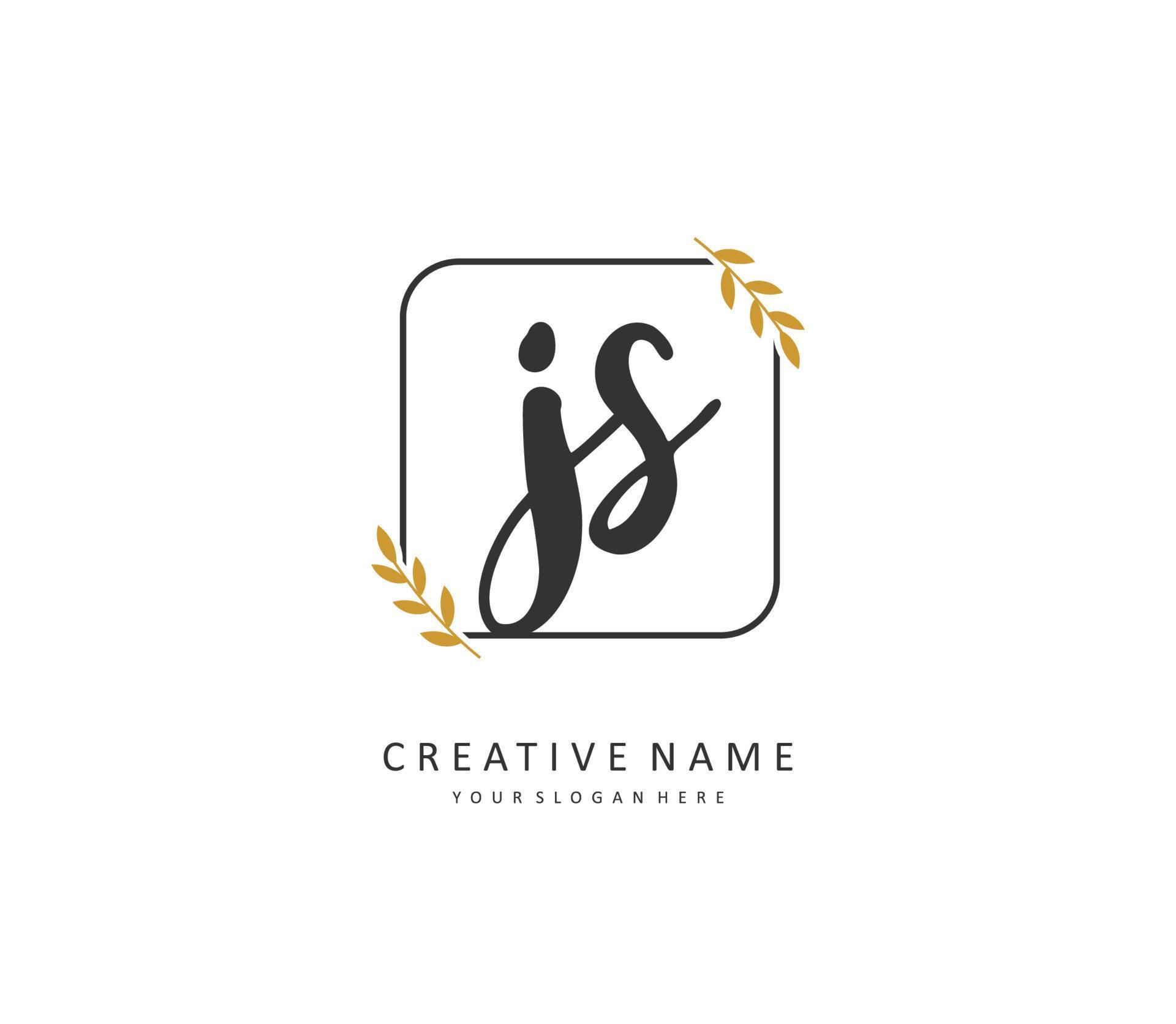 J S JS Initial letter handwriting and signature logo. A concept handwriting initial logo with ...