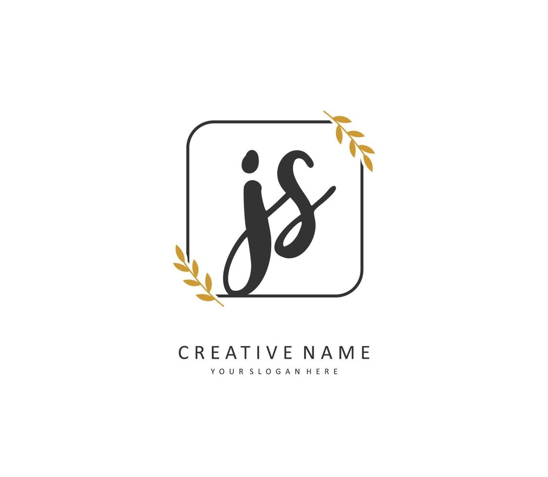 J S JS Initial letter handwriting and signature logo. A concept ...