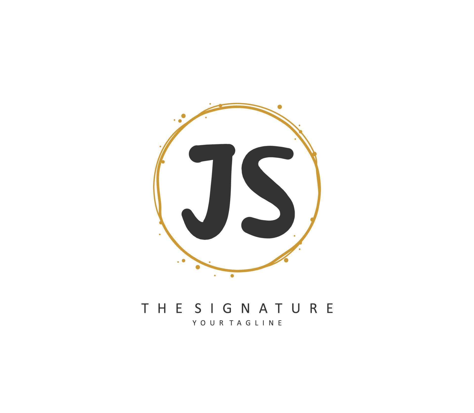 J S JS Initial letter handwriting and signature logo. A concept ...