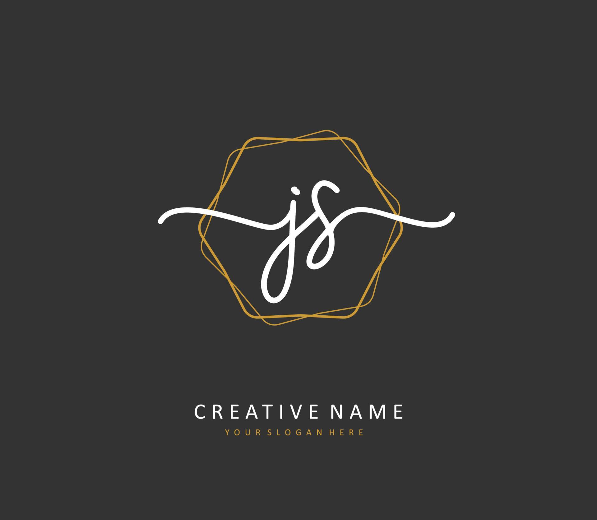 J S JS Initial letter handwriting and signature logo. A concept ...