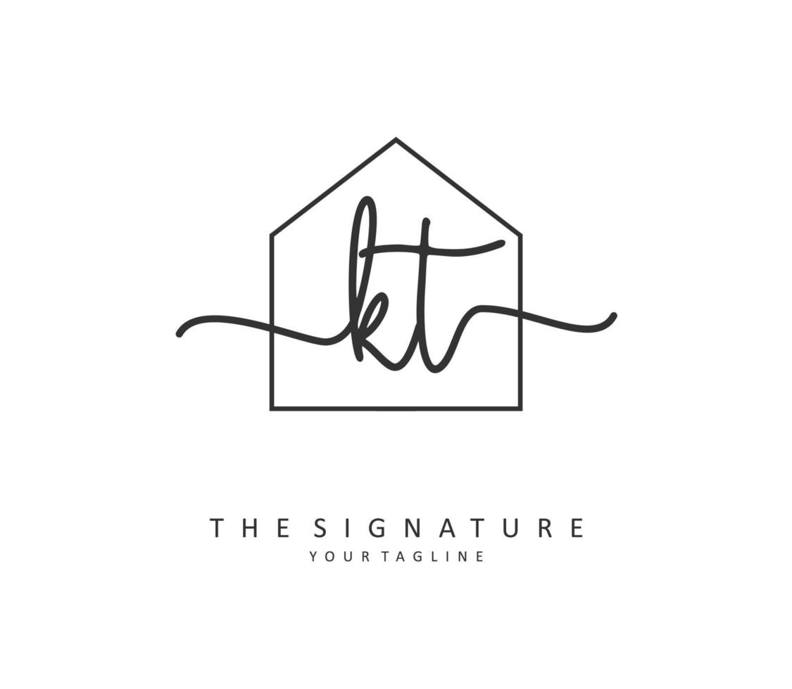 K T Kt Inicial Letra Escritura Y Firma Logo Un Concepto Escritura