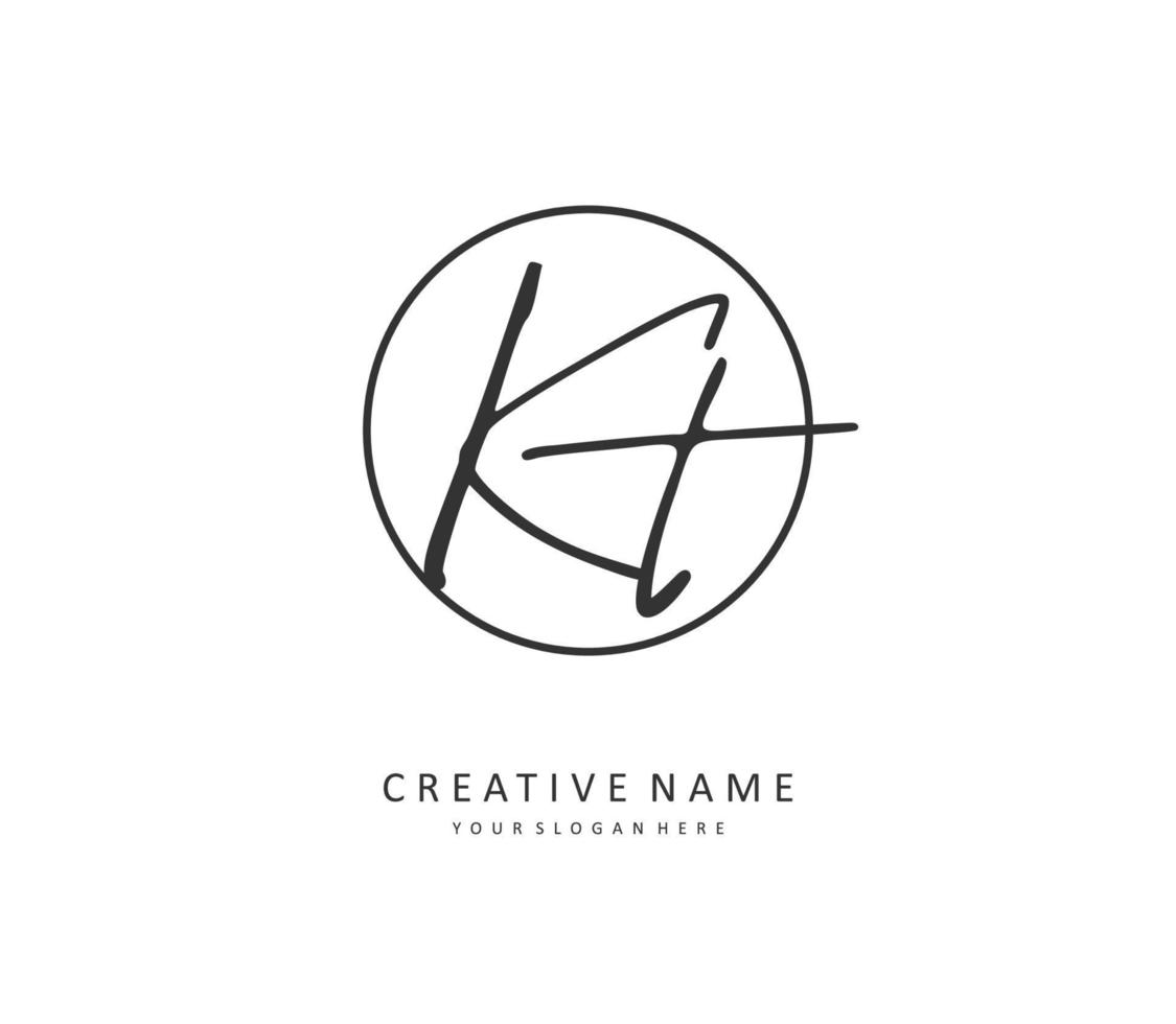 K T Kt Inicial Letra Escritura Y Firma Logo Un Concepto Escritura