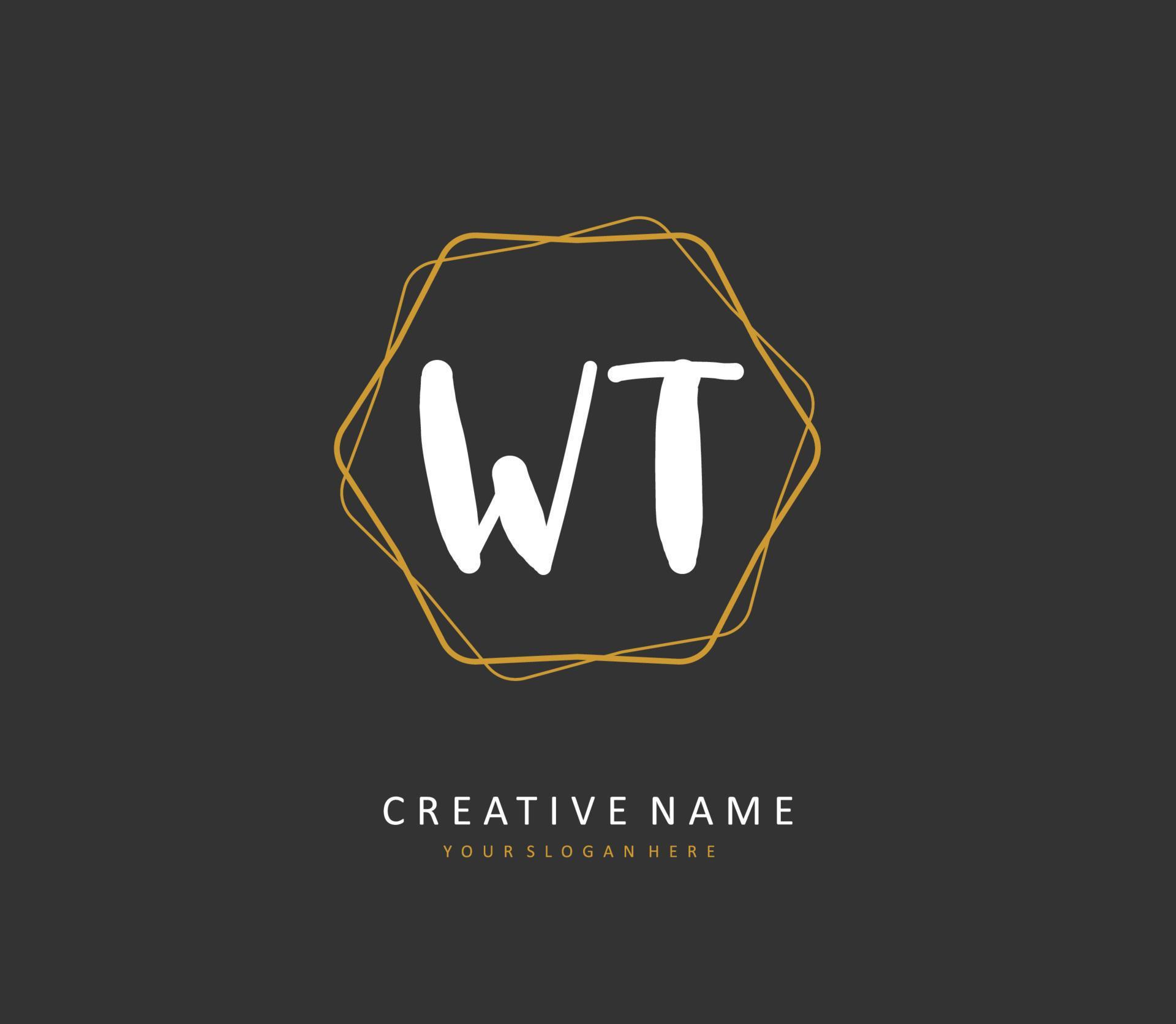 W T WT Initial letter handwriting and signature logo. A concept ...
