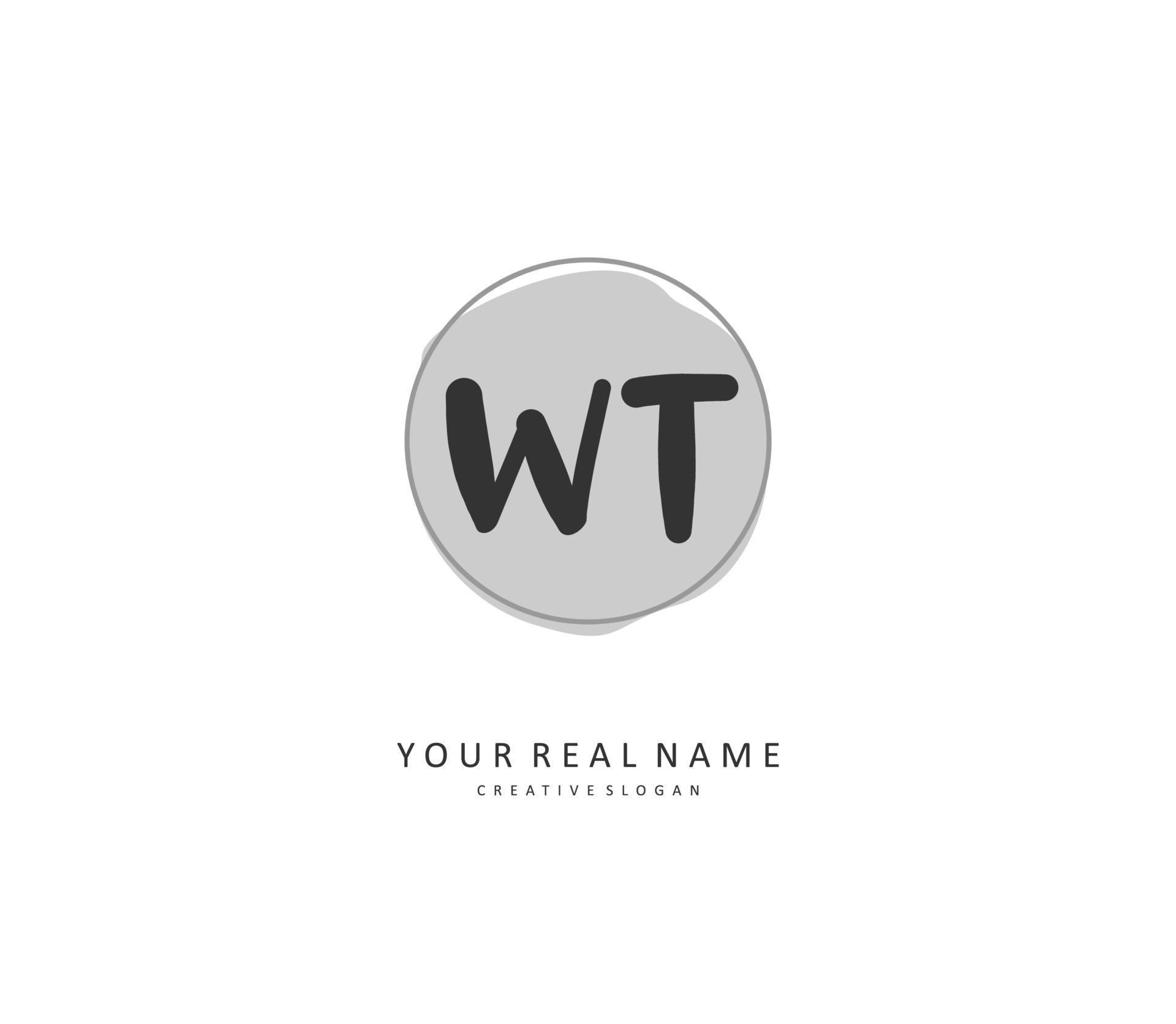 W T WT Initial letter handwriting and signature logo. A concept ...
