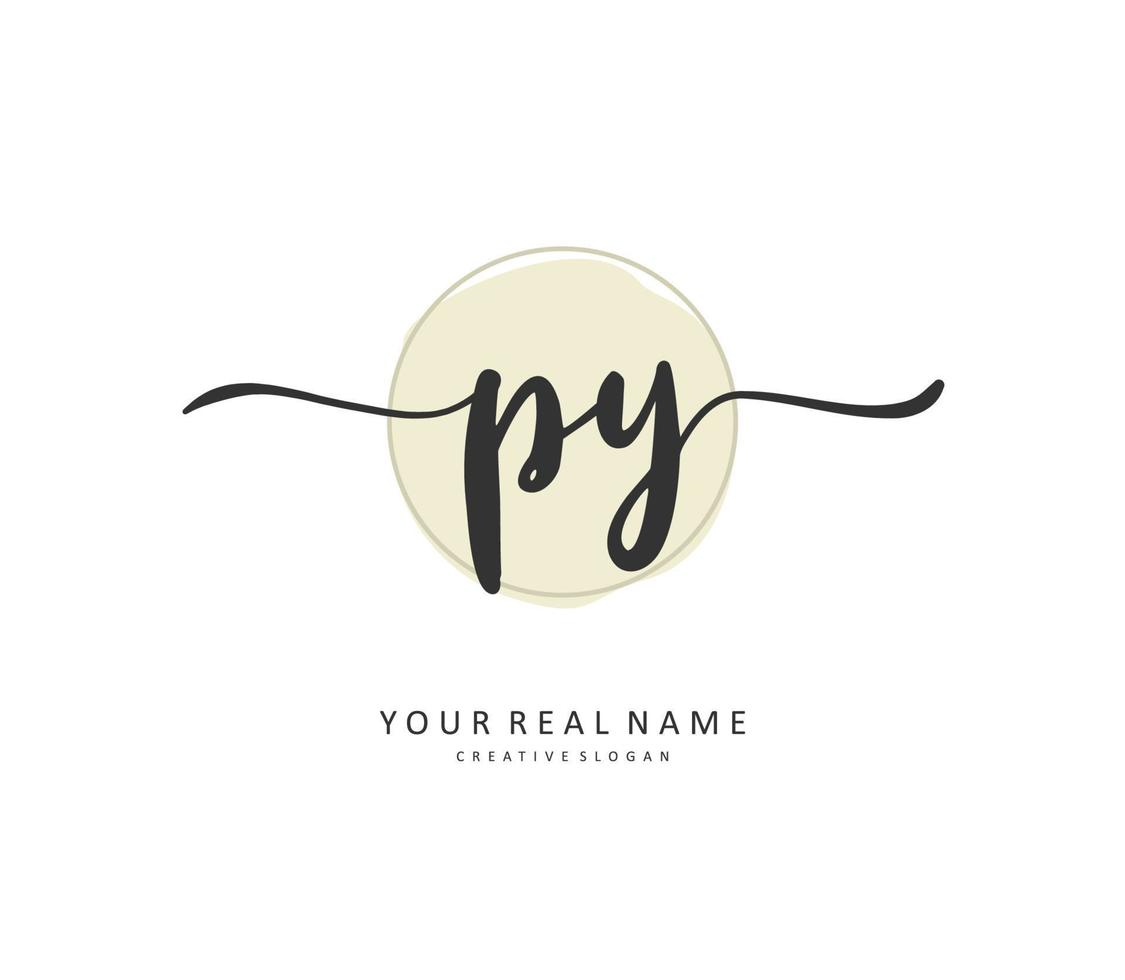 PY Initial letter handwriting and signature logo. A concept handwriting initial logo with ...