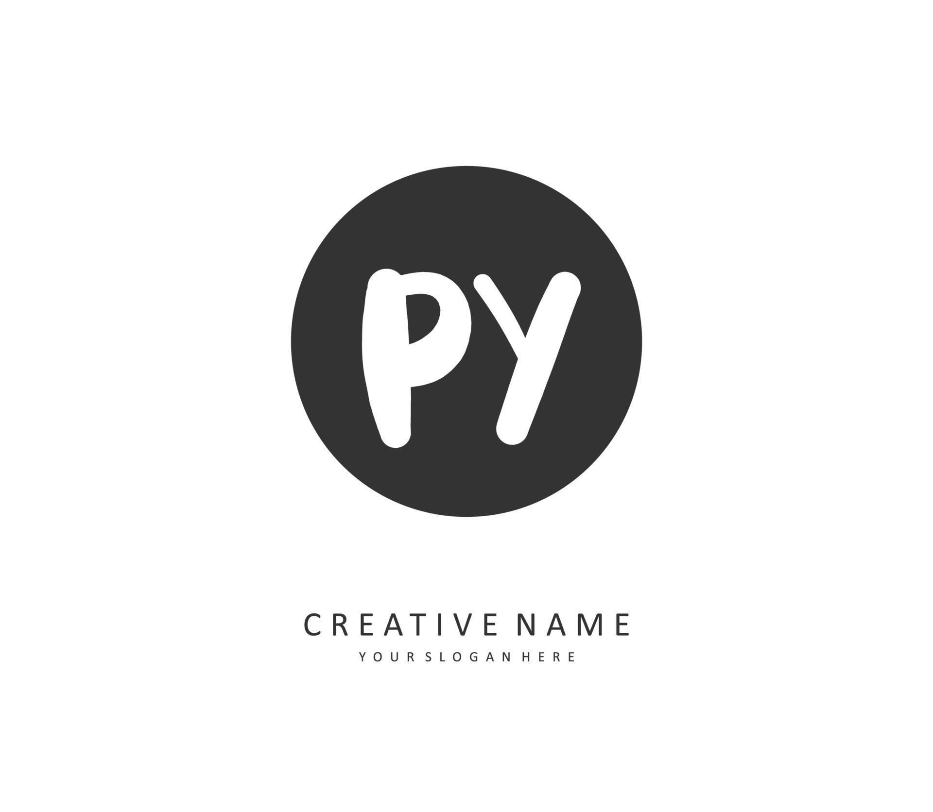 PY Initial letter handwriting and signature logo. A concept handwriting initial logo with ...