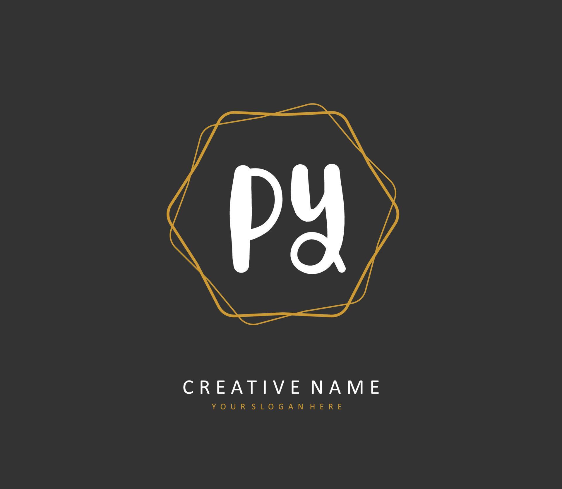 PY Initial letter handwriting and signature logo. A concept handwriting initial logo with ...