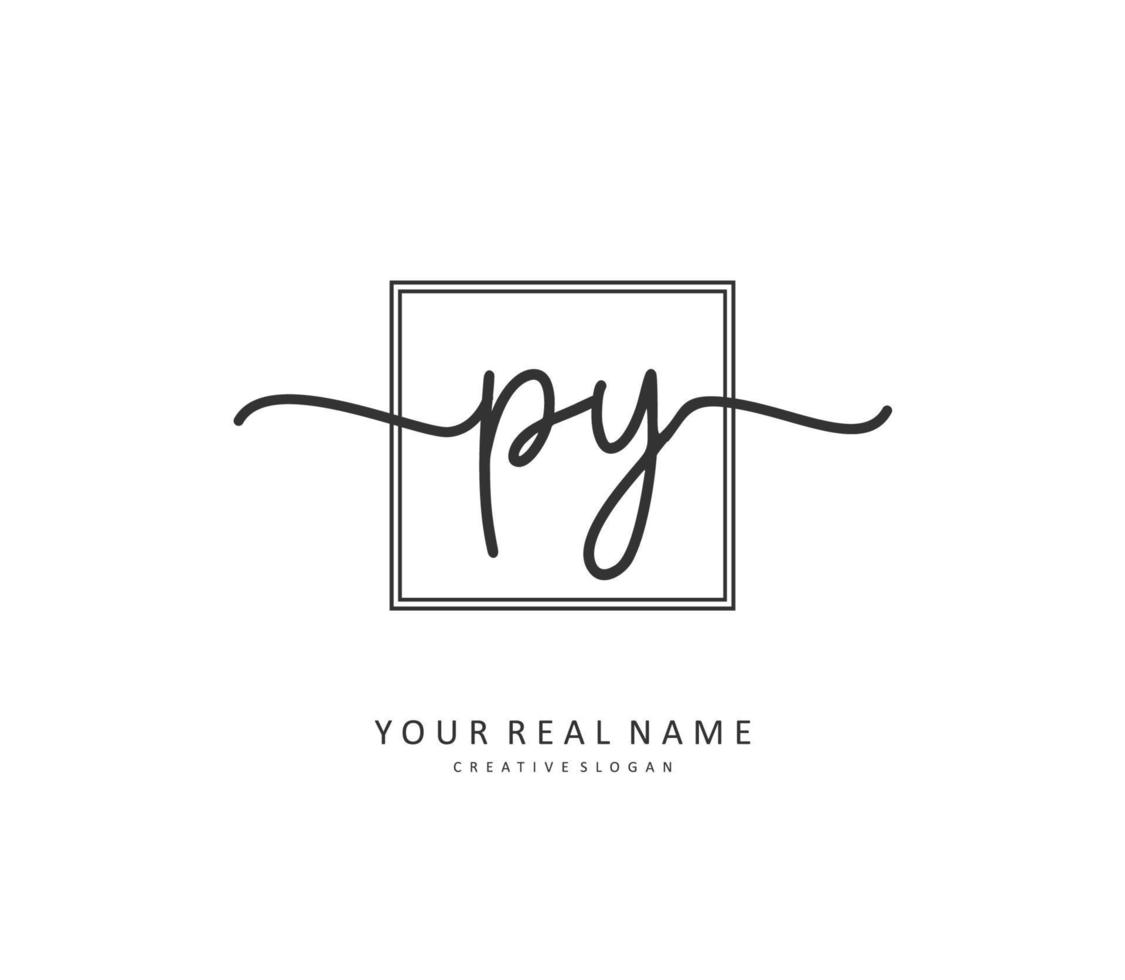 PY Initial letter handwriting and signature logo. A concept handwriting initial logo with ...