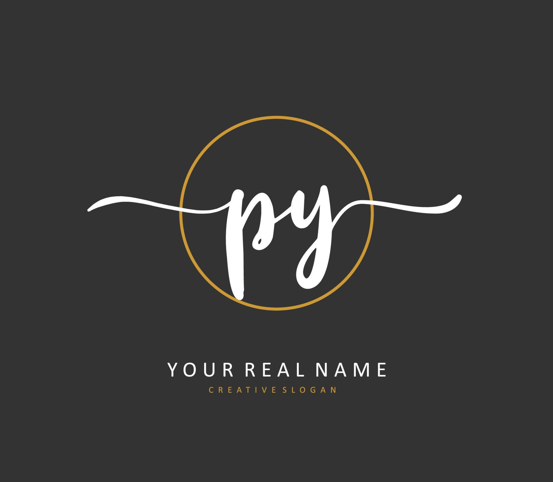 PY Initial letter handwriting and signature logo. A concept handwriting initial logo with ...