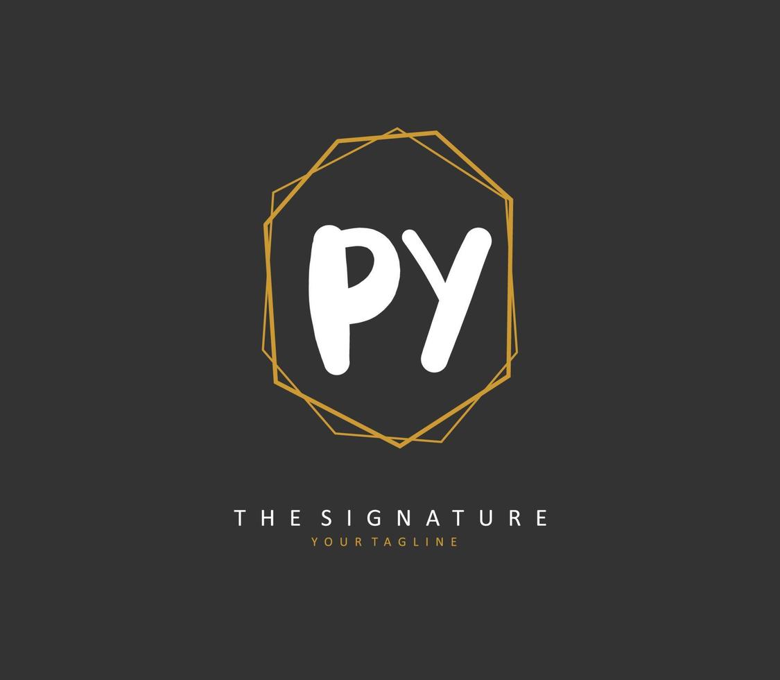 PY Initial letter handwriting and signature logo. A concept handwriting initial logo with ...