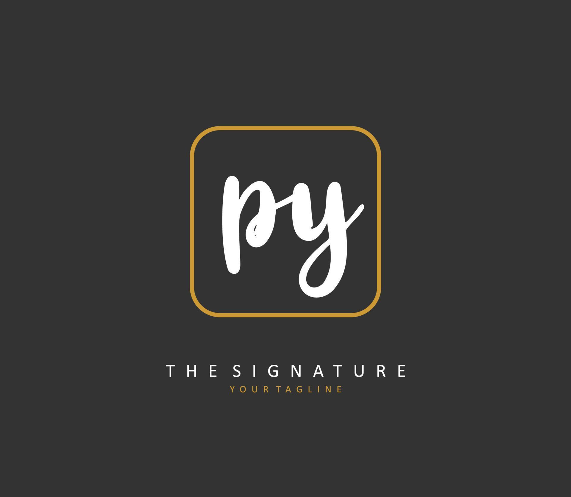 PY Initial letter handwriting and signature logo. A concept handwriting initial logo with ...