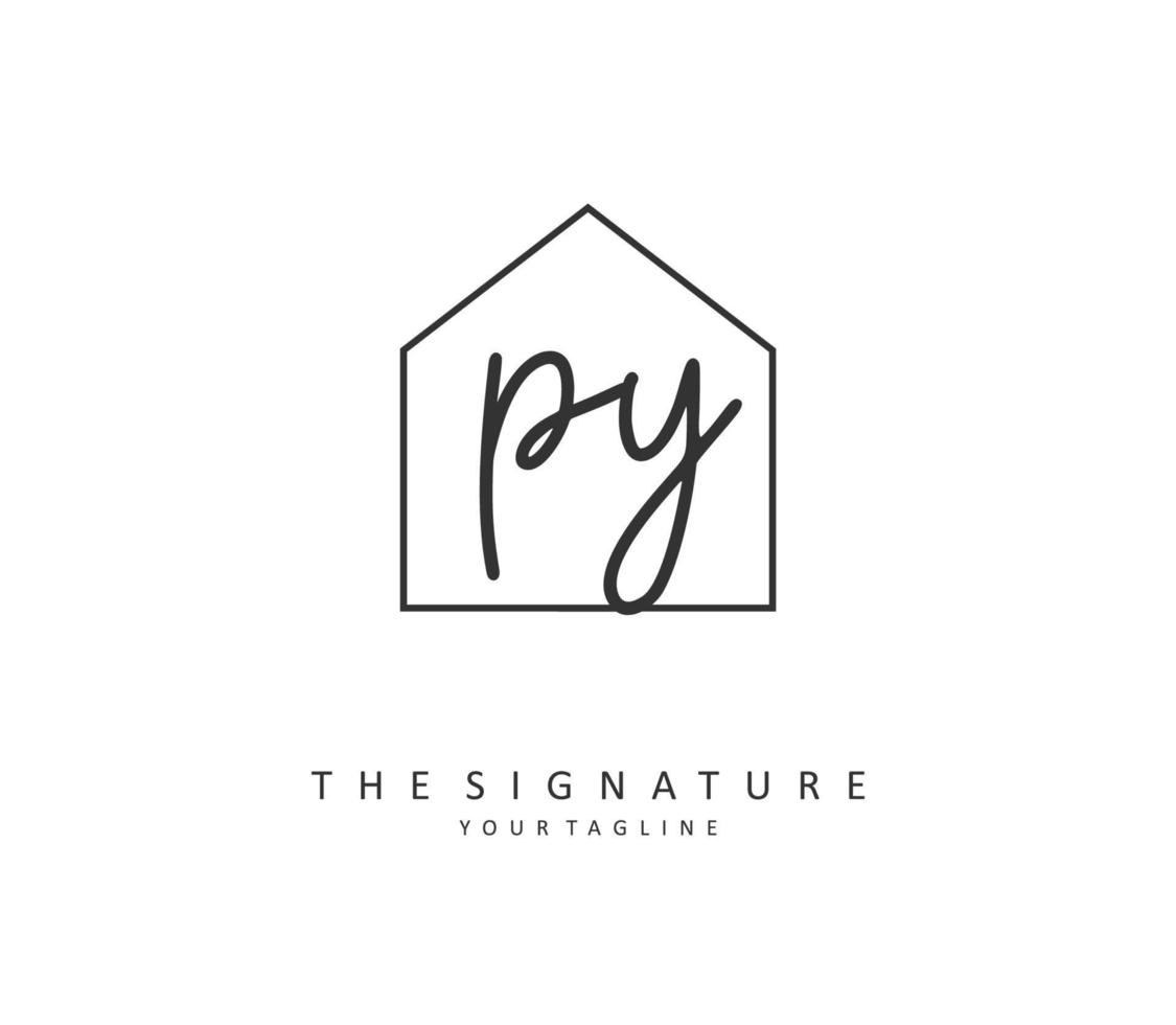 PY Initial letter handwriting and signature logo. A concept handwriting initial logo with ...