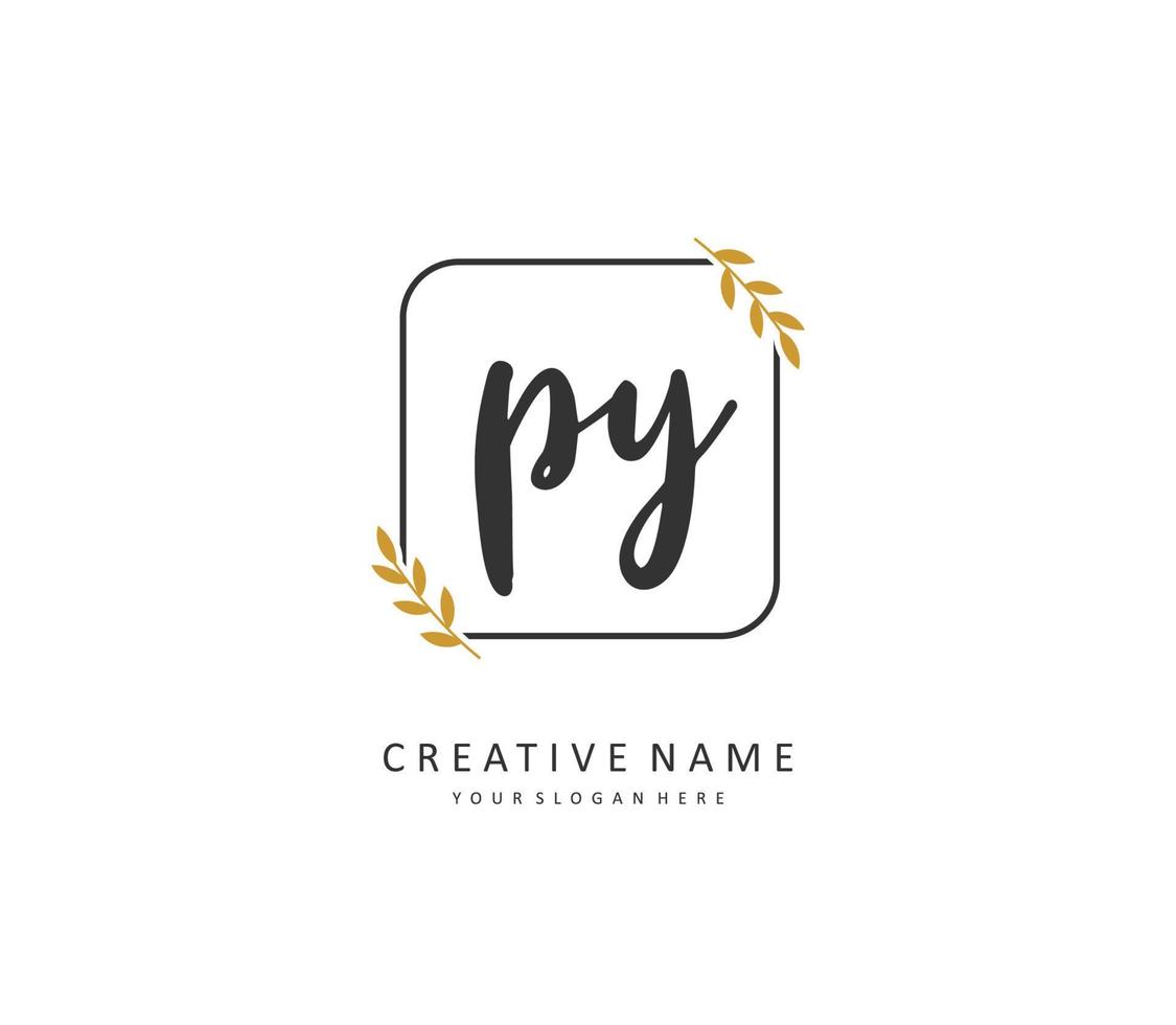 PY Initial letter handwriting and signature logo. A concept handwriting initial logo with ...