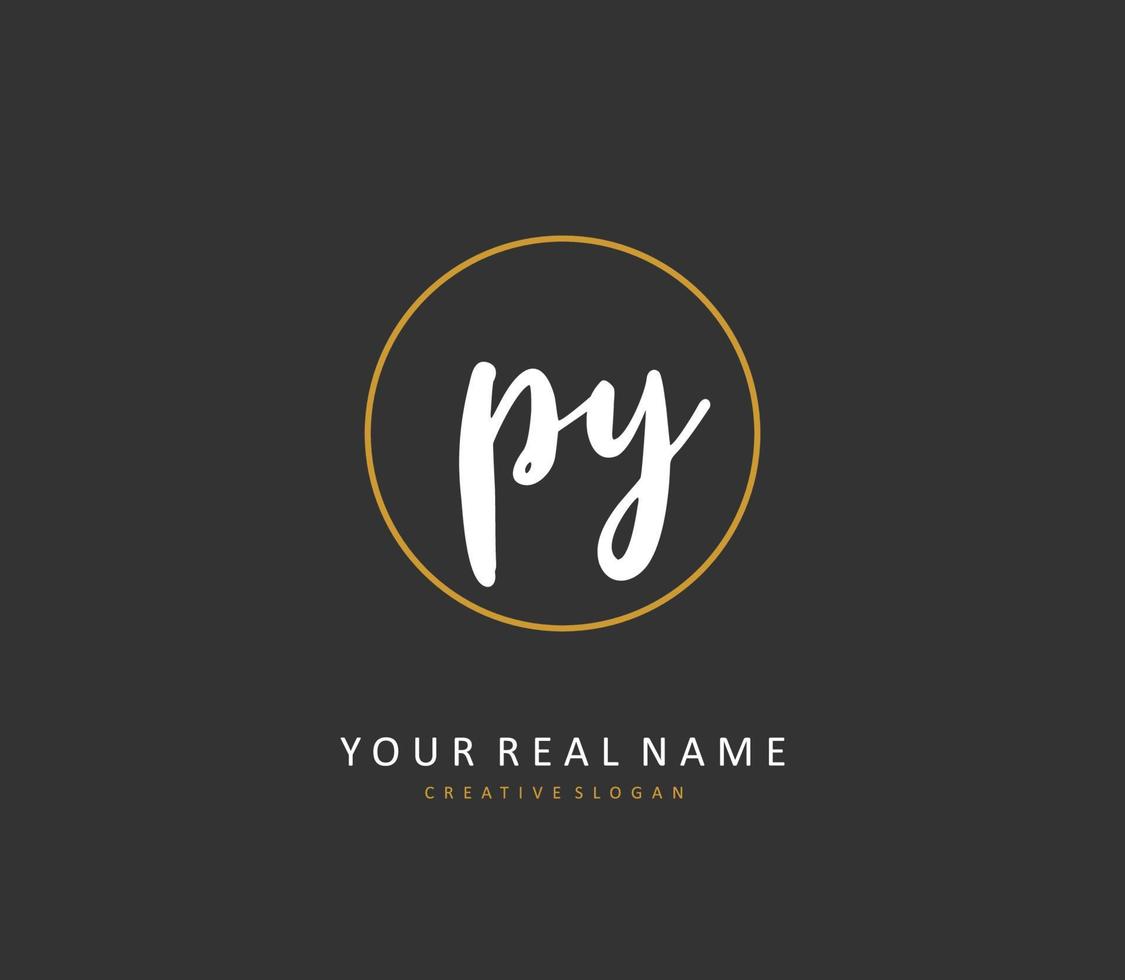 PY Initial letter handwriting and signature logo. A concept handwriting initial logo with ...