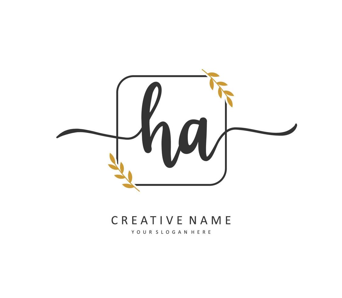 H Un Decir Ah Inicial Letra Escritura Y Firma Logo Un Concepto