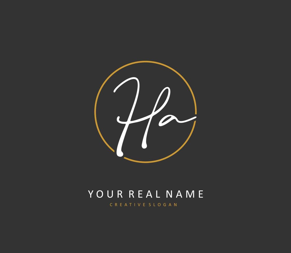 H Un Decir Ah Inicial Letra Escritura Y Firma Logo Un Concepto