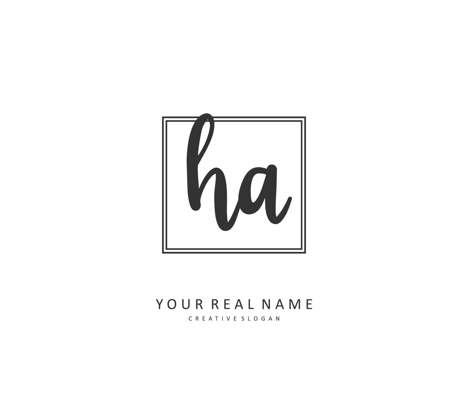 H Un Decir Ah Inicial Letra Escritura Y Firma Logo Un Concepto