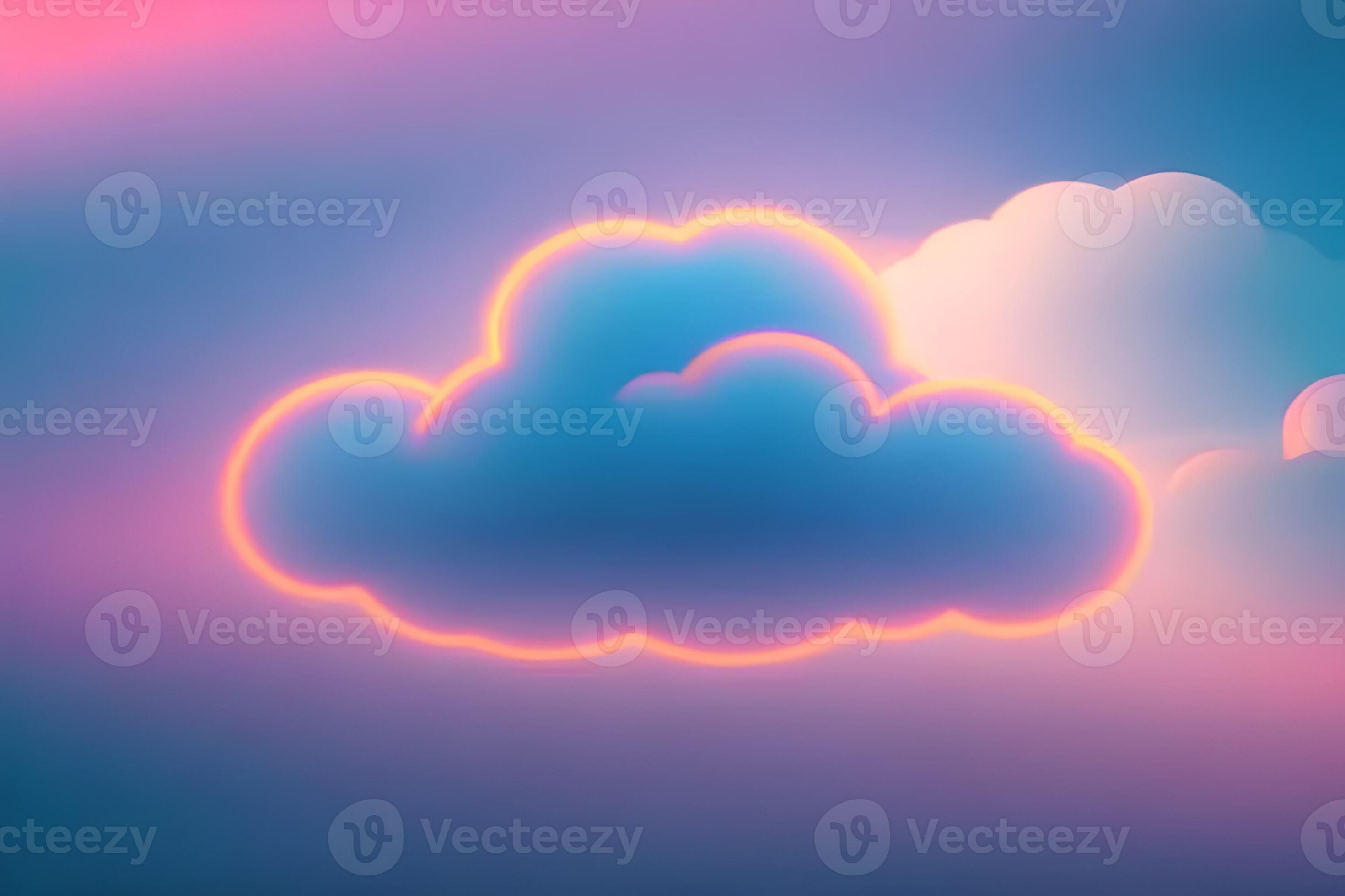 Beautiful colorful sky blue purple cloud minimalist illustration ...