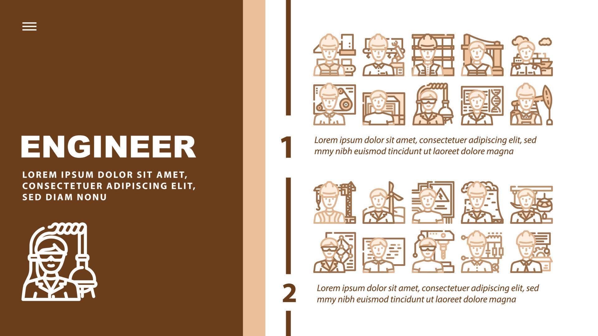 Engineer Worker Man Construction Landing Header Vector 21750795 Vector