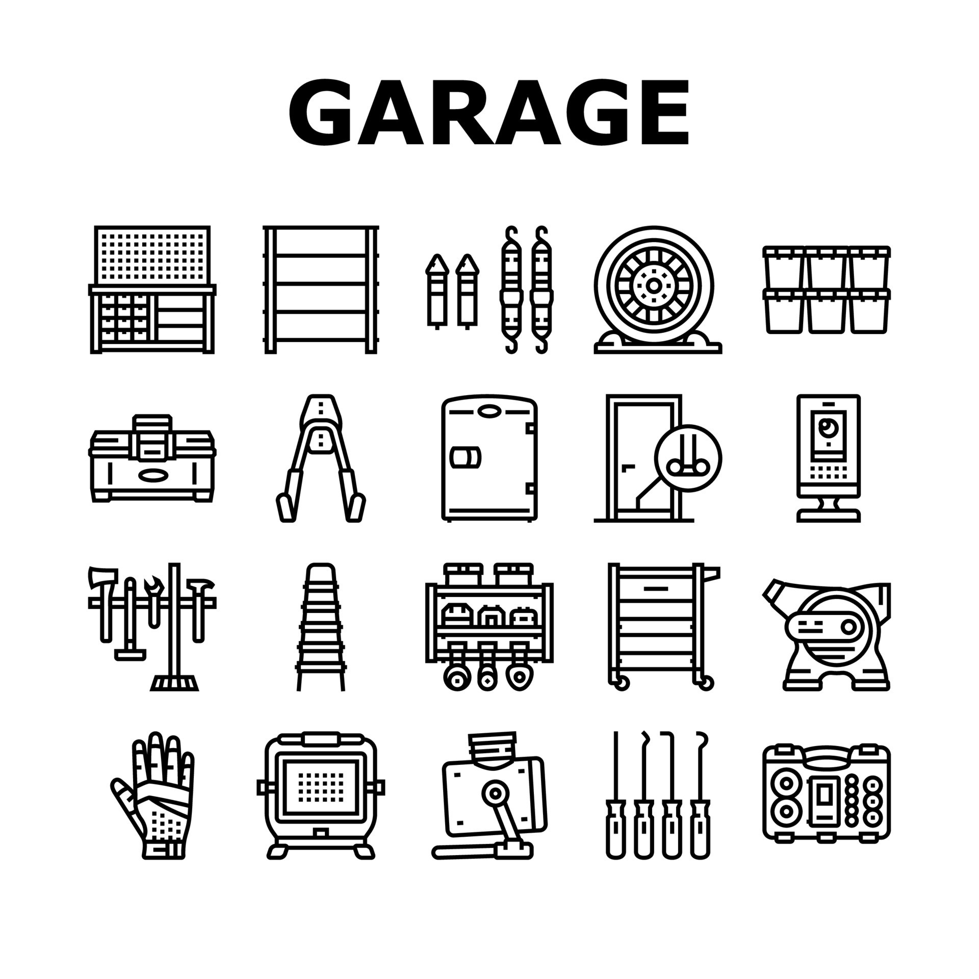 garage tools service auto repair icons set vector 21755257 Vector Art ...