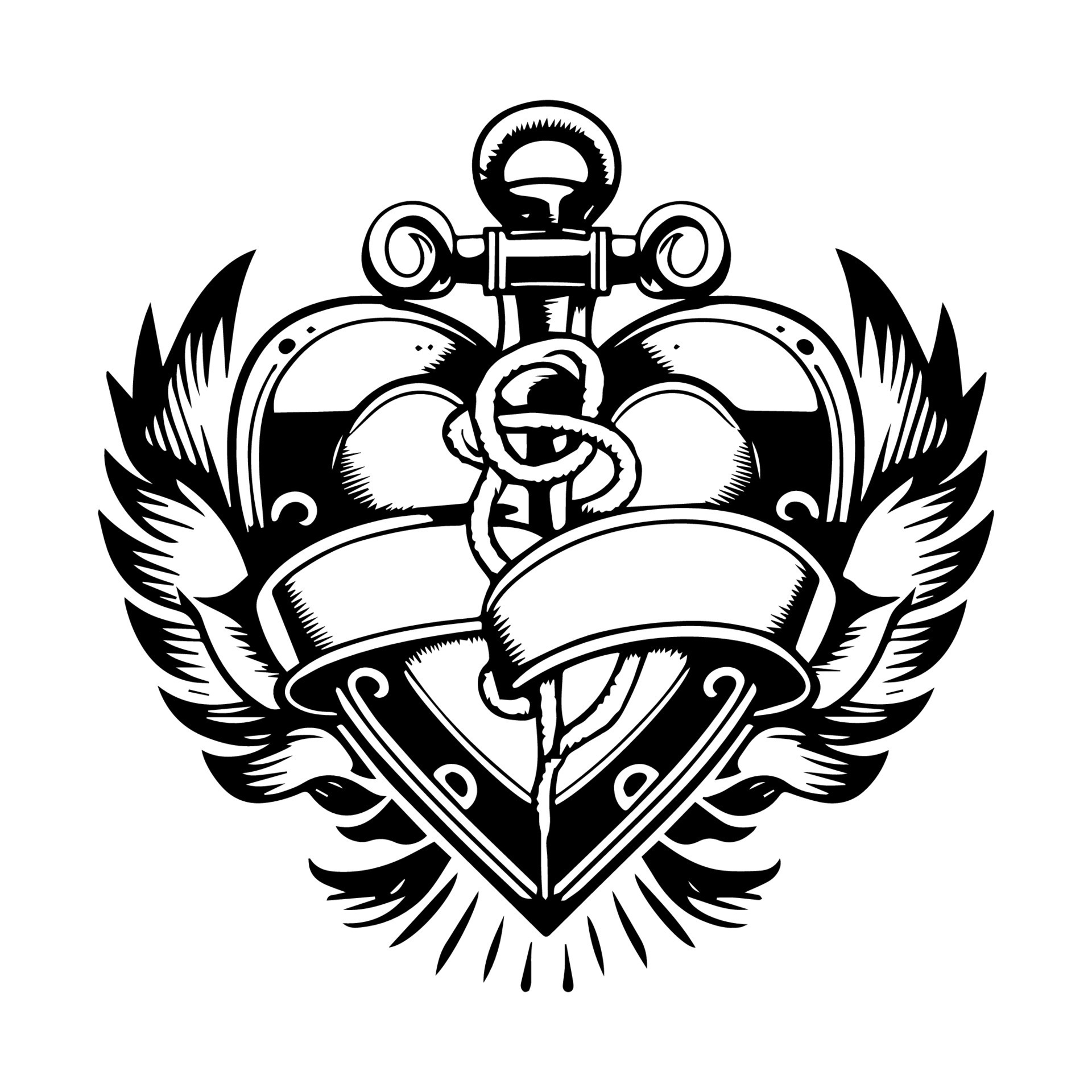 Heart Sign Tattoo Design Black And White Hand Drawn Illustration