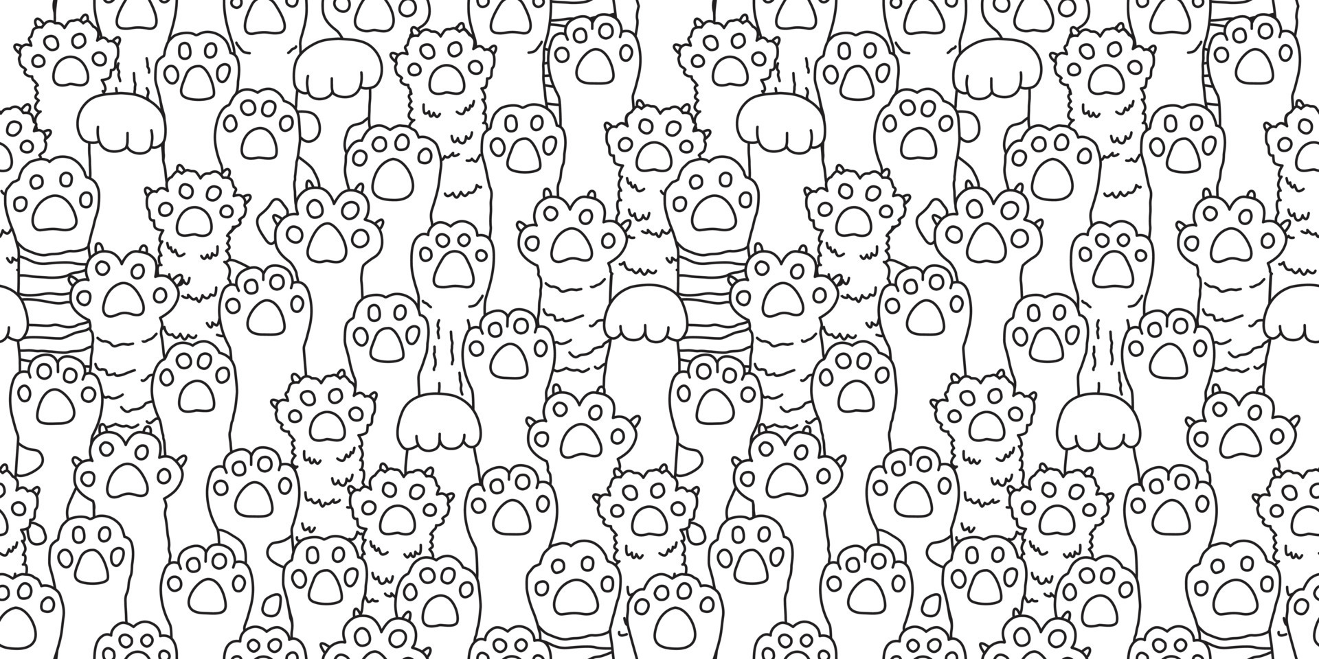 Cat paw seamless pattern cat breed isolated kitten dog paw hand vector ...