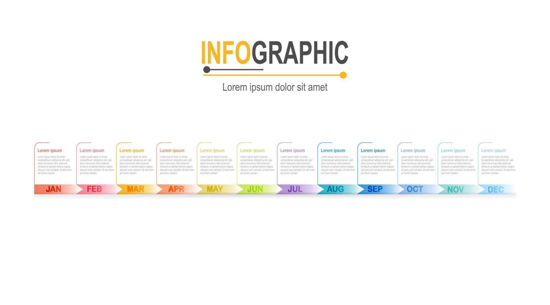 Infographic timeline template 12 steps business data illustration ...